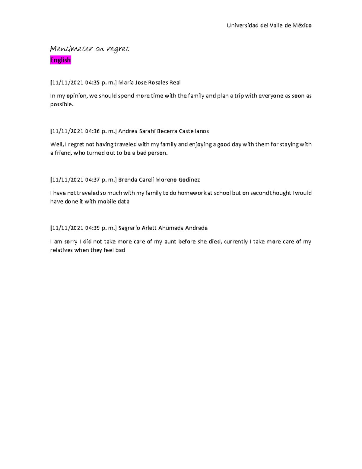 Mentimeter on regret - tyfttutyjyn bjghg - Química orgánica - UVM - Studocu