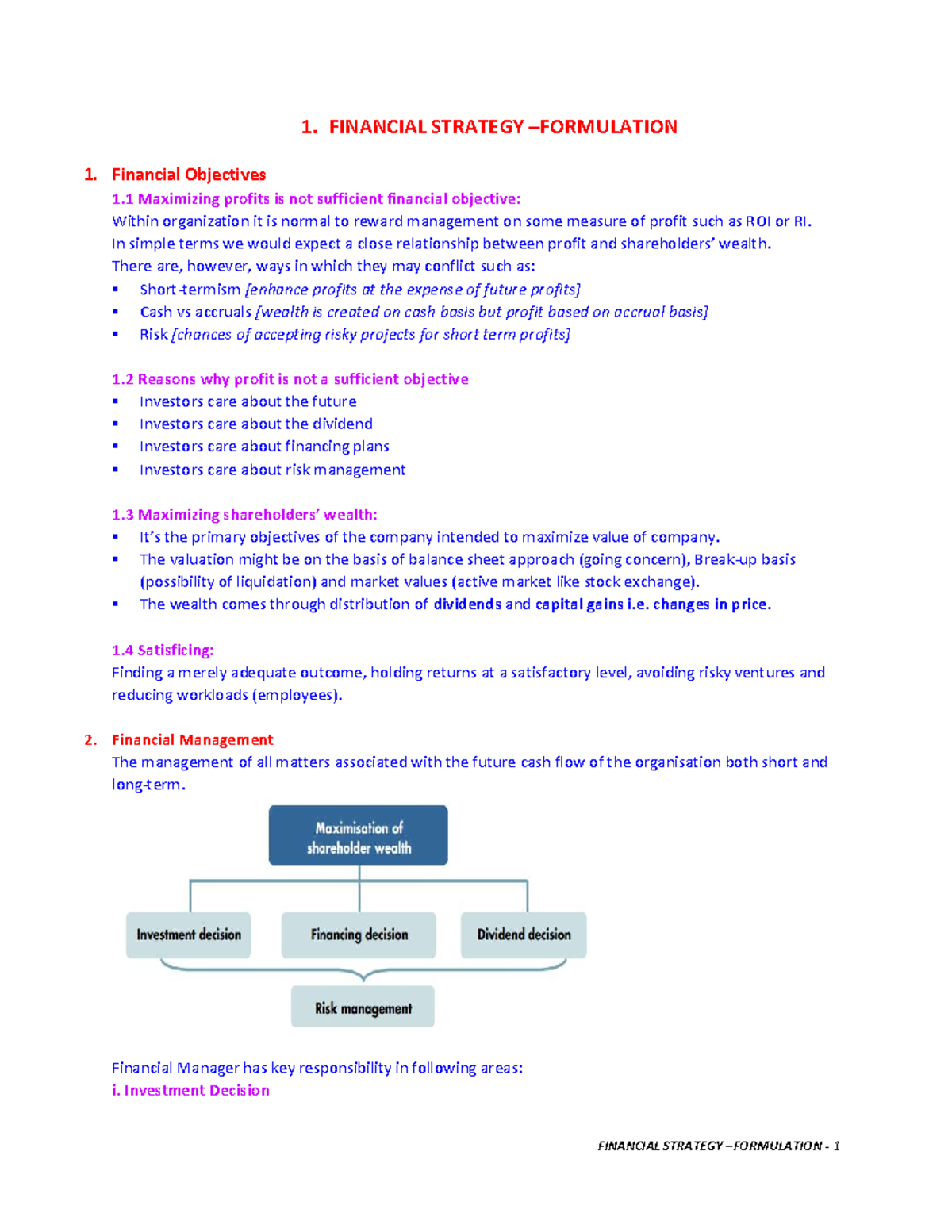 1. Financial Strategy Formulation - 1. FINANCIAL STRATEGY –FORMULATION ...