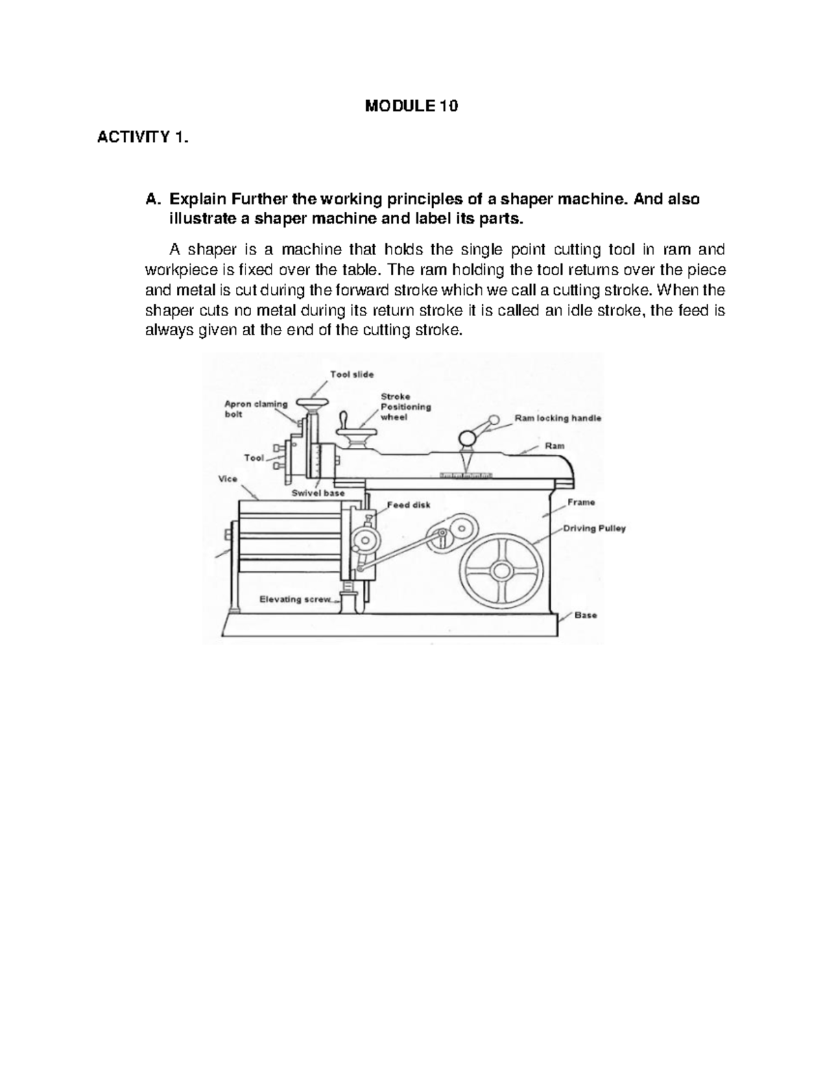 ME Shop 1 Module 10 Activity 1 - MODULE 10 ACTIVITY 1. A. Explain ...