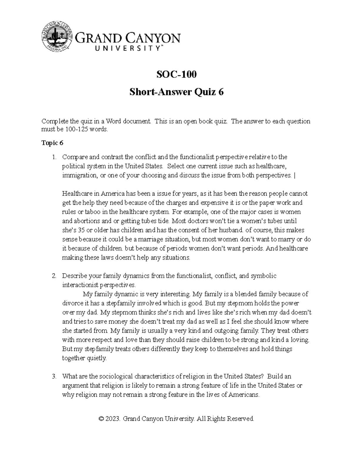 SOC-100.Short-Answer Quiz 6 1-8-18 - SOC- Short-Answer Quiz 6 Complete ...
