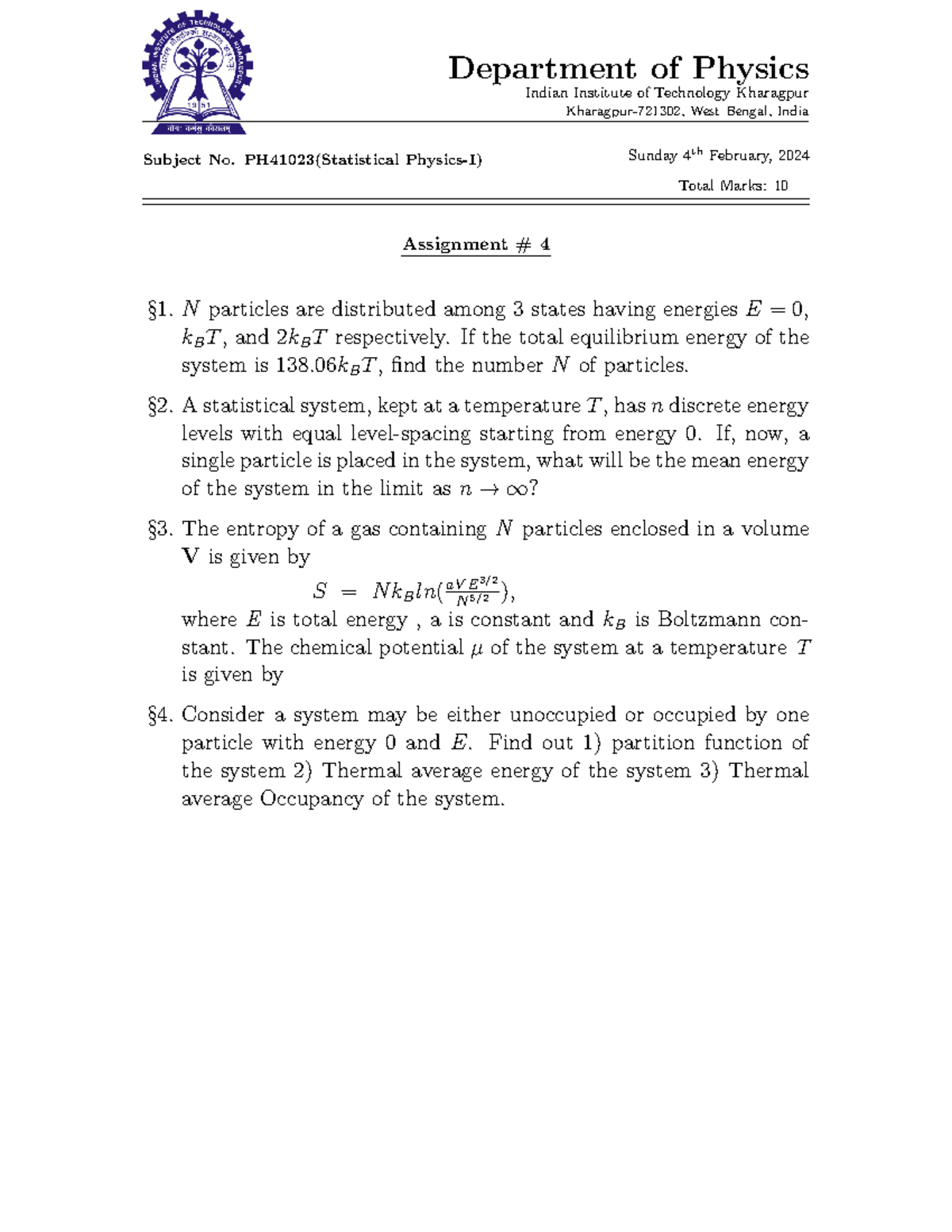 T 05 - Department of Physics Indian Institute of Technology Kharagpur Kharagpur-721302, West ...