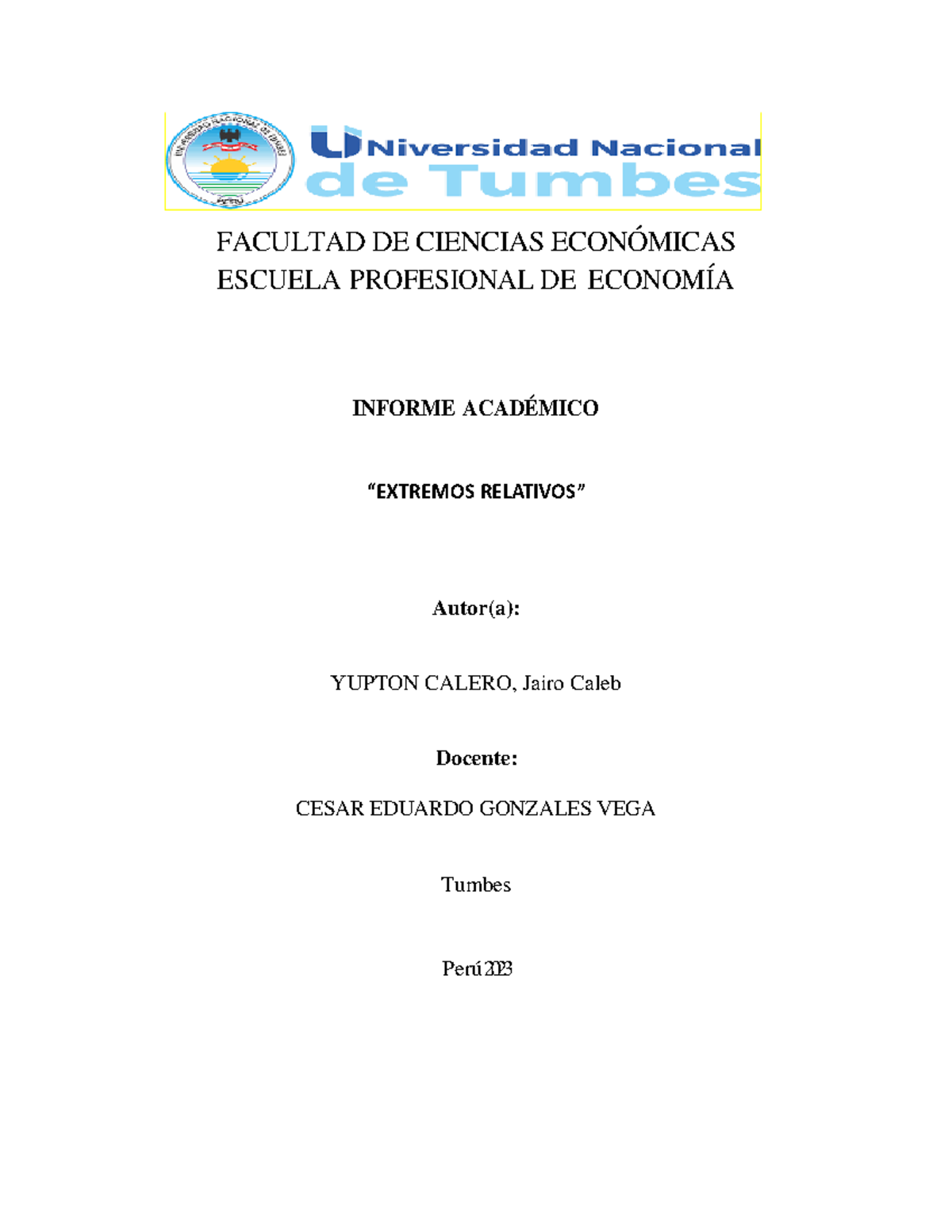 Extremos Relativos - Jairo Yupton Calero - FACULTAD DE CIENCIAS ...