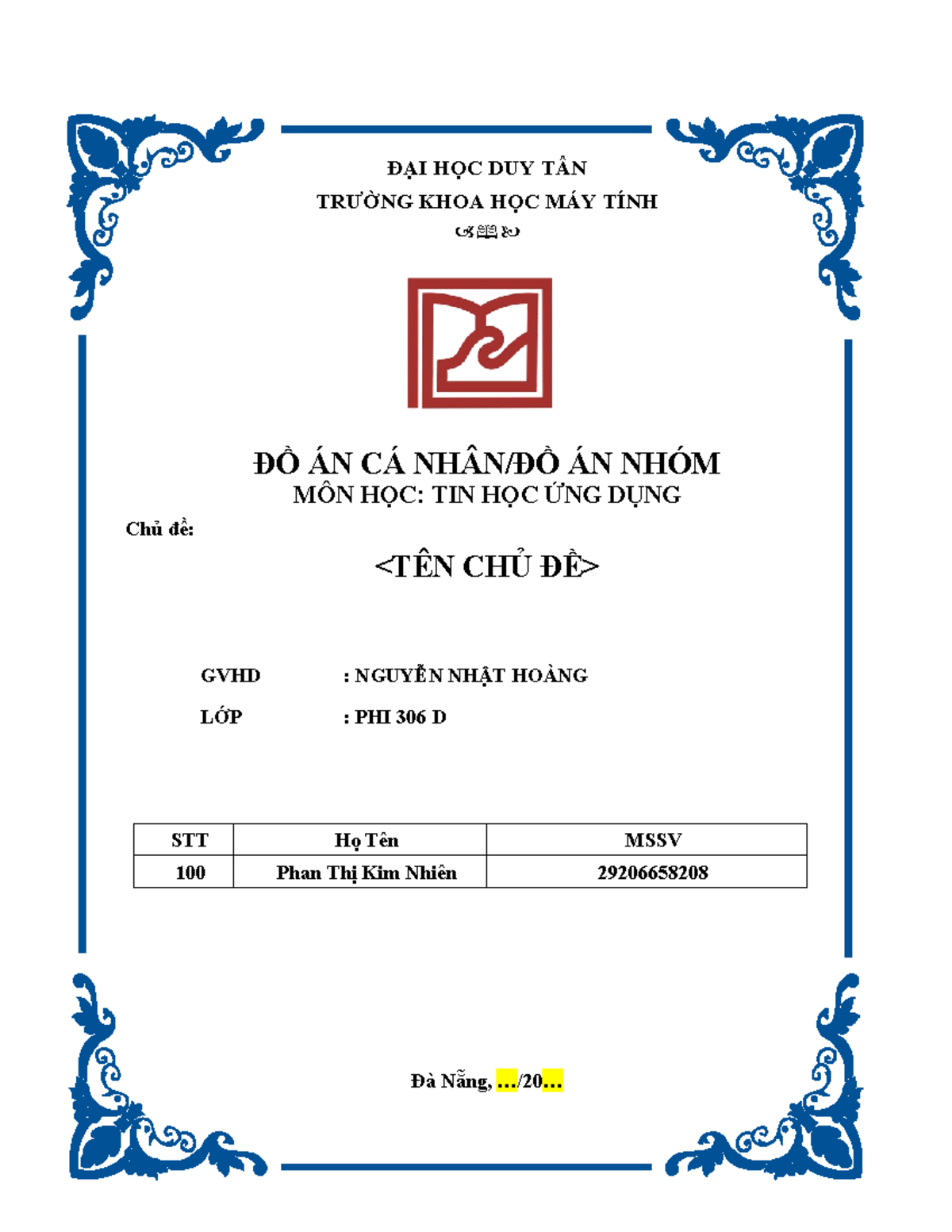 Bia - ggfgh - ĐẠI HỌC DUY TÂN TRƯỜNG KHOA HỌC MÁY TÍNH 🙦🕮 🙤 ĐỒ ÁN CÁ ...