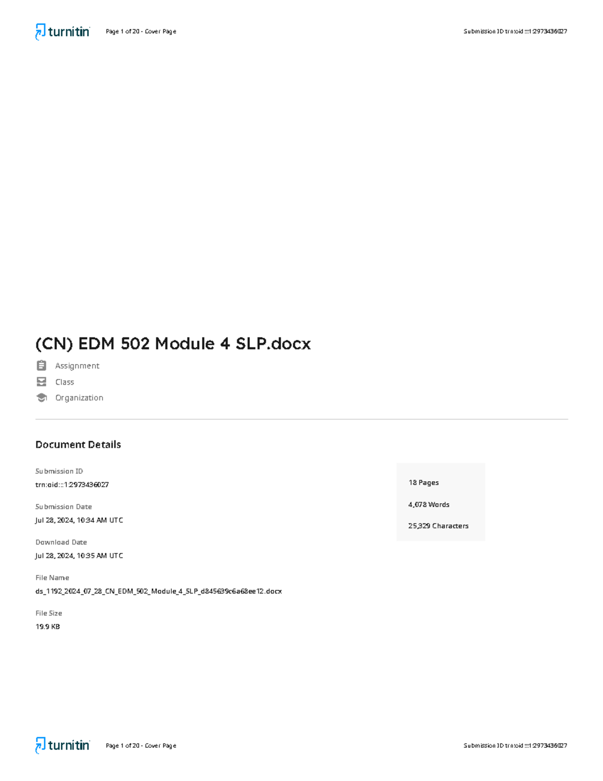 AI-CN EDM 502 Module 4 SLP - Organization Class Assignment (CN) EDM 502 ...