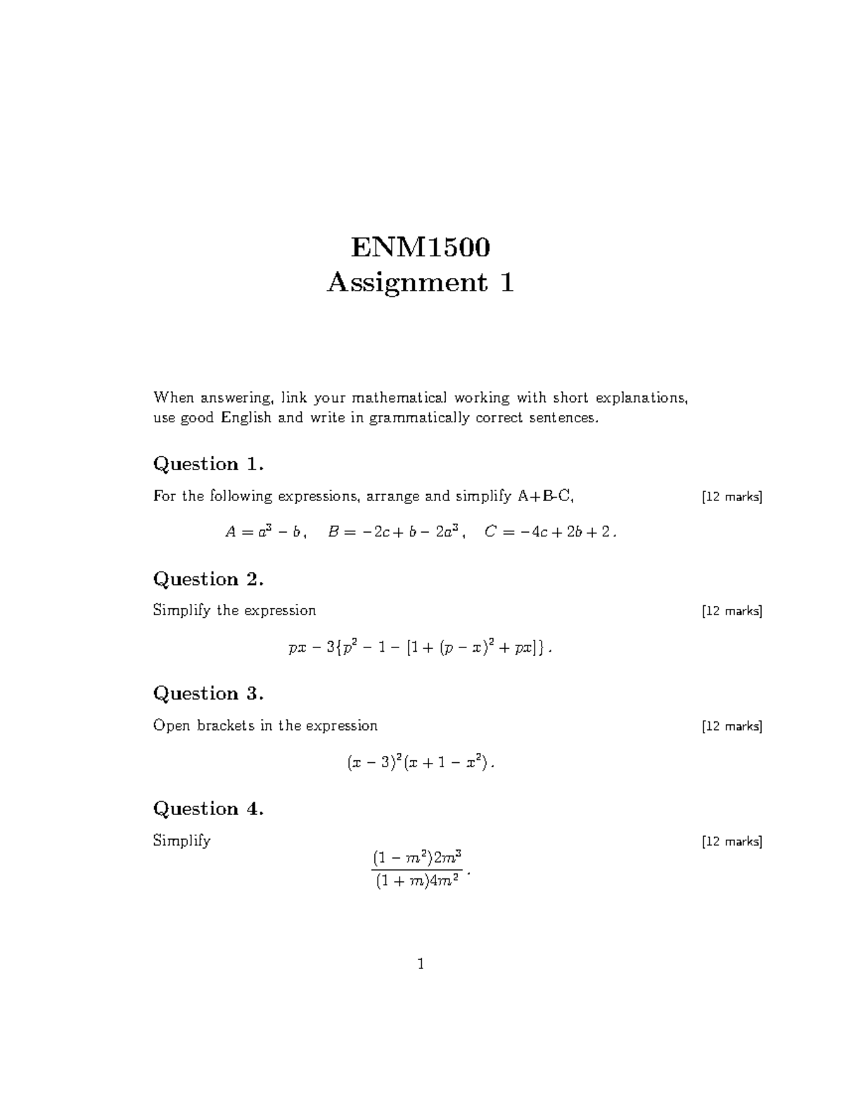 Assignment 1.3 ENM1500 - Warning: TT: undefined function: 32 Warning: Popup annotation has a ...