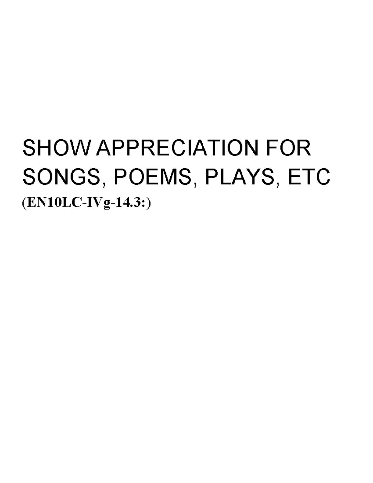 Ilide - qwerty - SHOW APPRECIATION FOR SONGS, POEMS, PLAYS, ETC (EN10LC ...