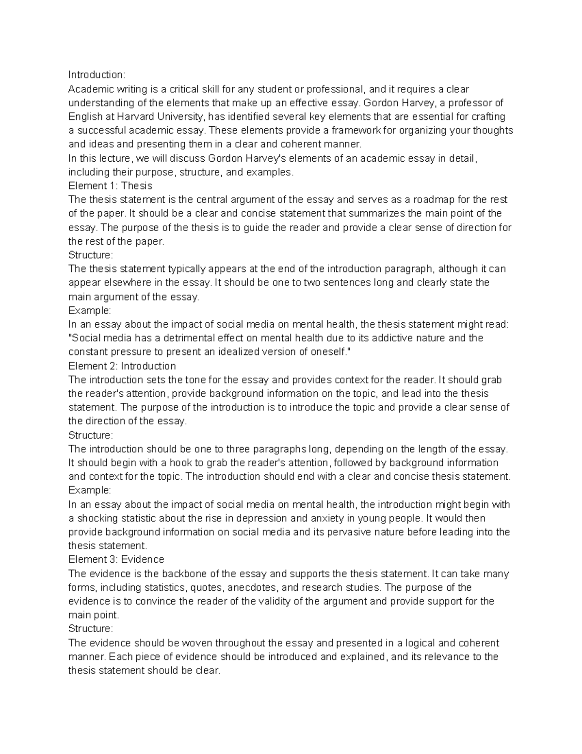 ESW100 lecture notes 3 - Introduction: Academic writing is a critical ...