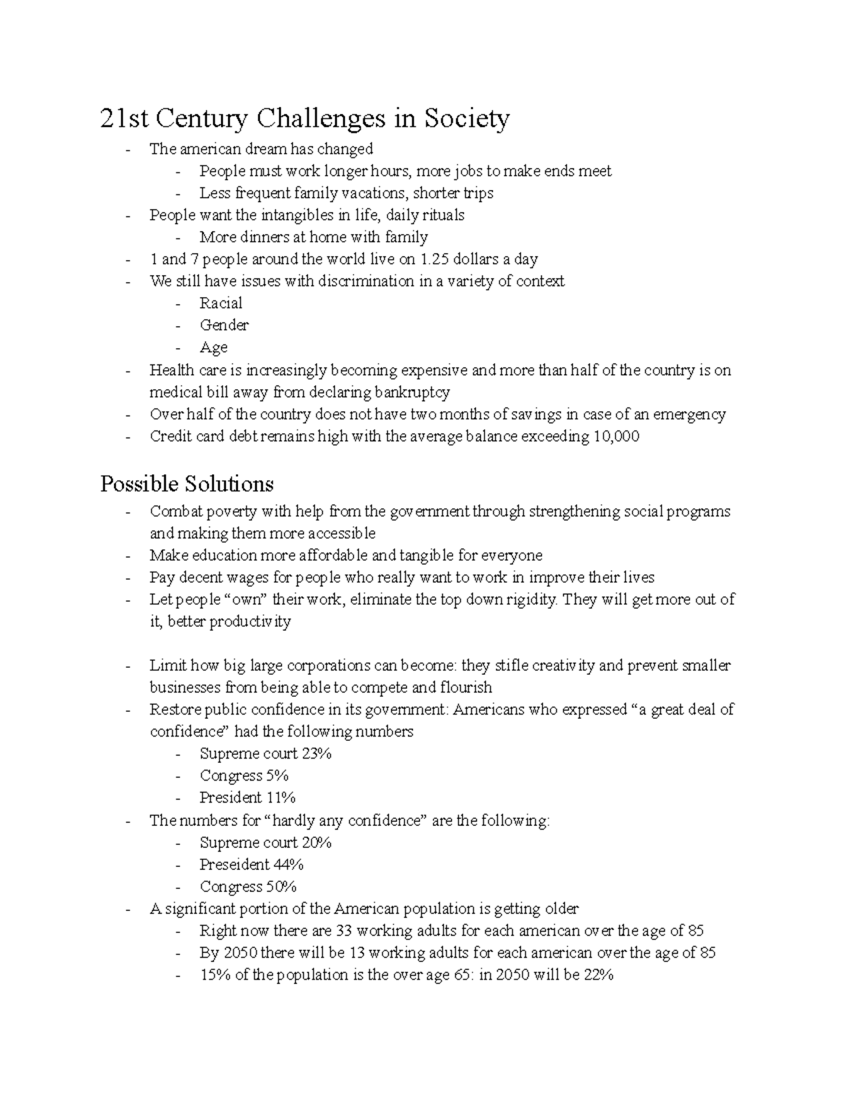 HON 204-2 - Honors sociology notes on 21st century challenges. - 21st ...