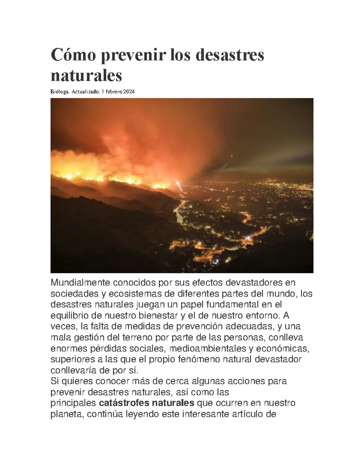 Cómo prevenir los desastres naturales - Cómo prevenir los desastres naturales Bióloga ...