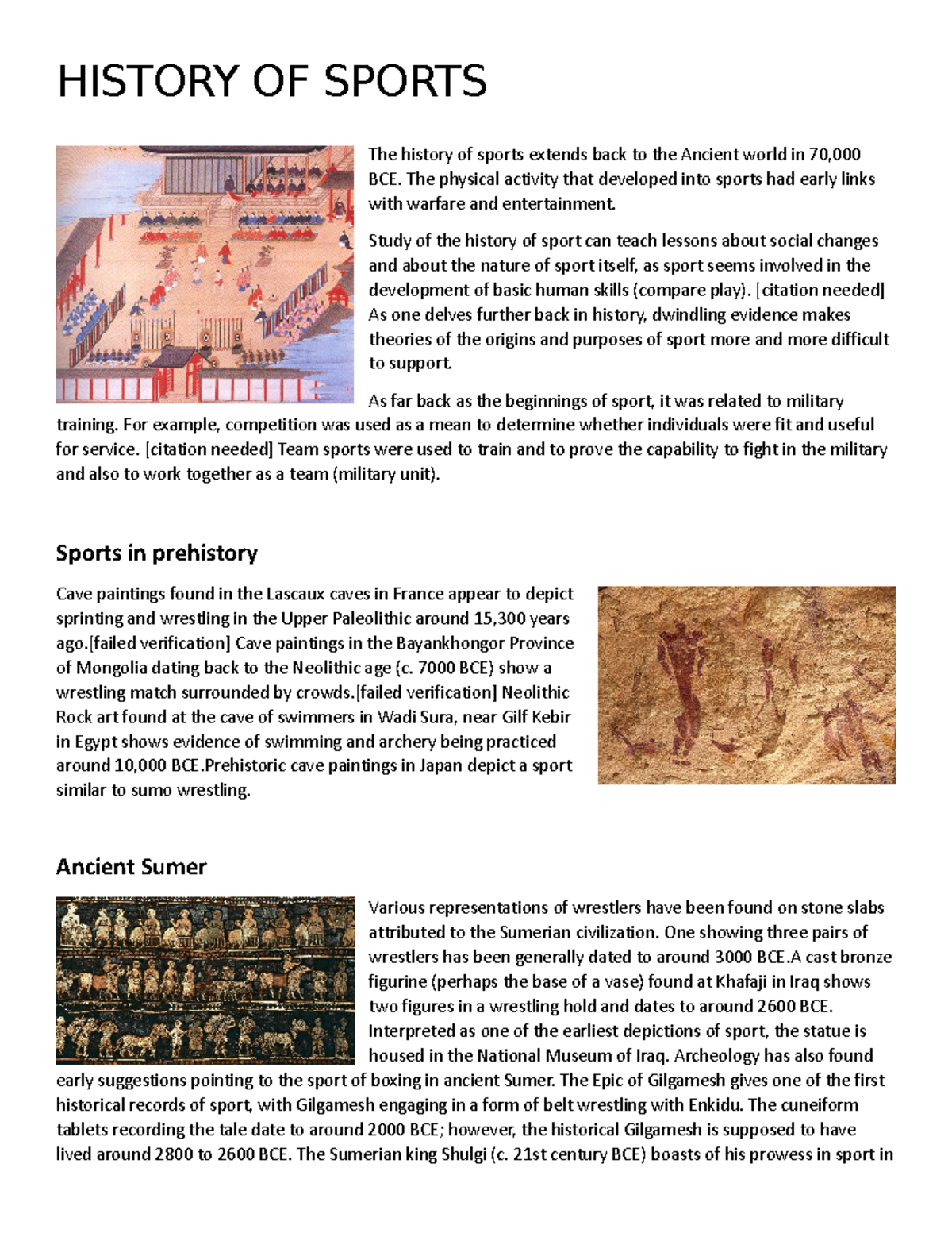 History OF Sports - EDUCATIONAL - HISTORY OF SPORTS The history of ...