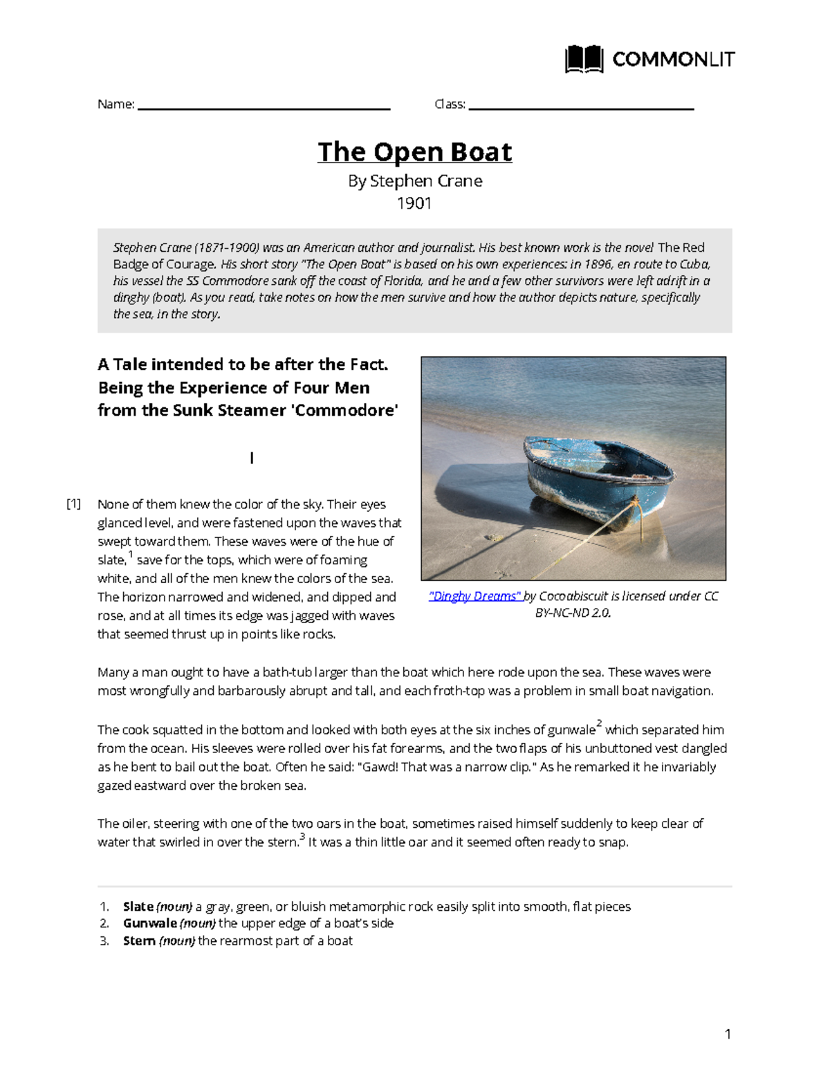The Open Boat-teacher-12 - Name: Class: "Dinghy Dreams" by Cocoabiscuit ...