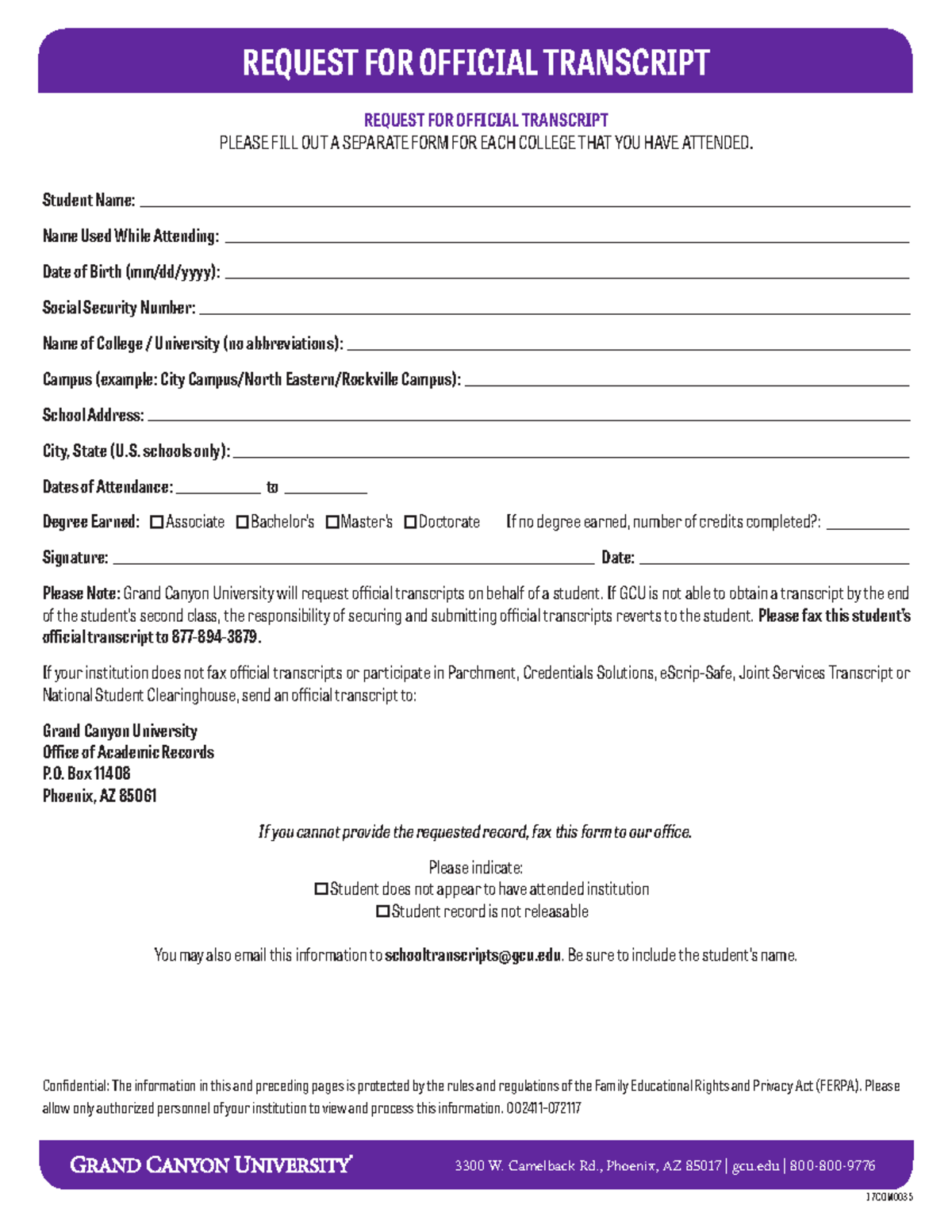 TRF-App - Lecture notes 1 - REQUEST FOR OFFICIAL TRANSCRIPT 3300 W ...