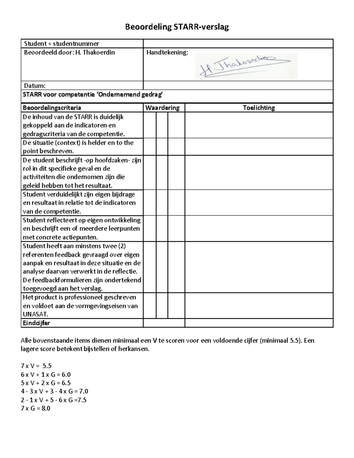 Beoordeling Starr-verslag Ondernemend gedrag - Beoordeling STARR ...