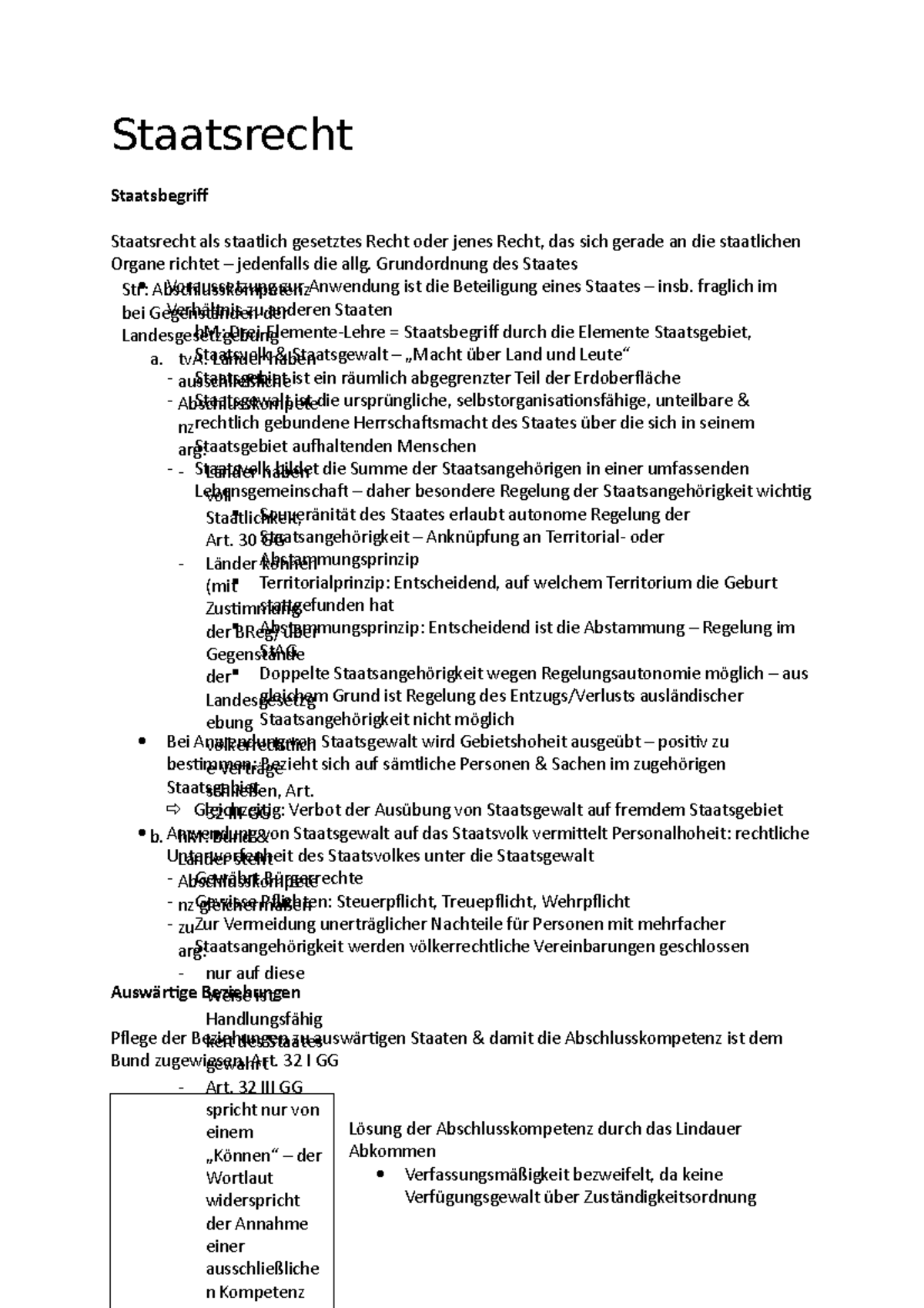 Staatsrecht - Zusammenfassung (lang) - Staatsrecht Staatsbegrif ...