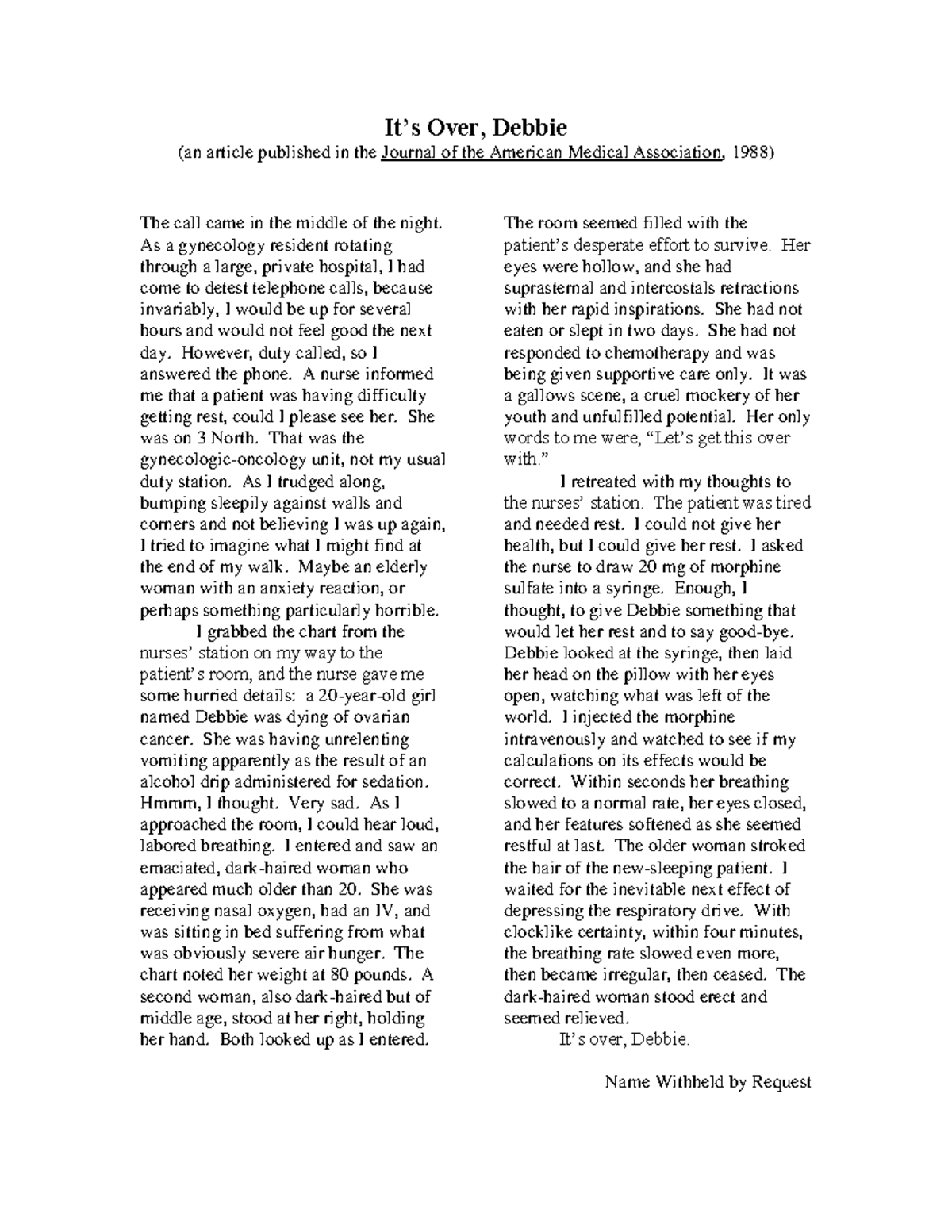 It’s Over, Debbie - fdghgfh - It’s Over, Debbie (an article published ...