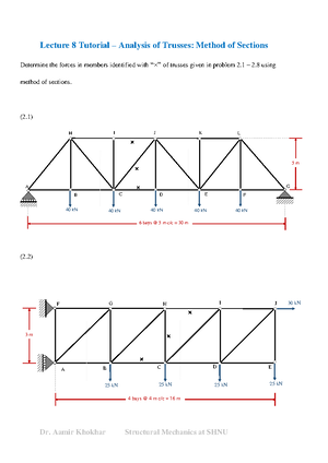 Lecture 9 Tutorial-Deflection in Trusses - Dr. Aamir Khokhar Structural ...