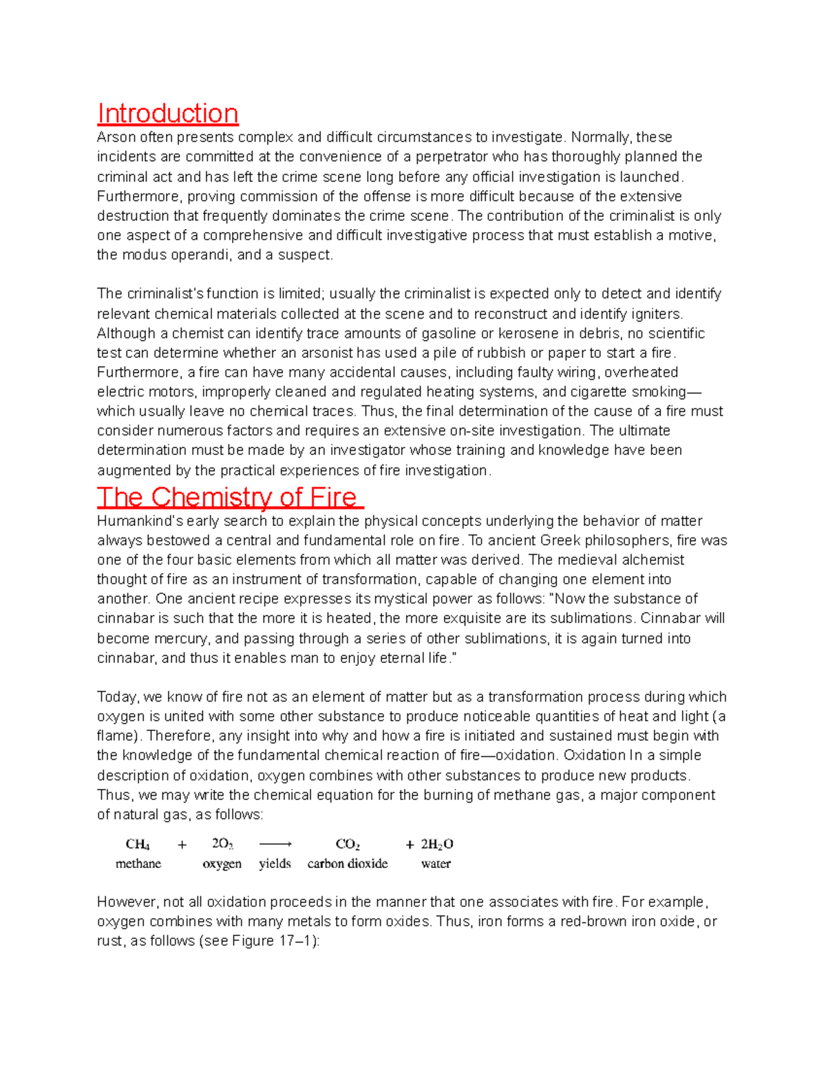 Chapter 17 - Introduction Arson often presents complex and difficult circumstances to ...
