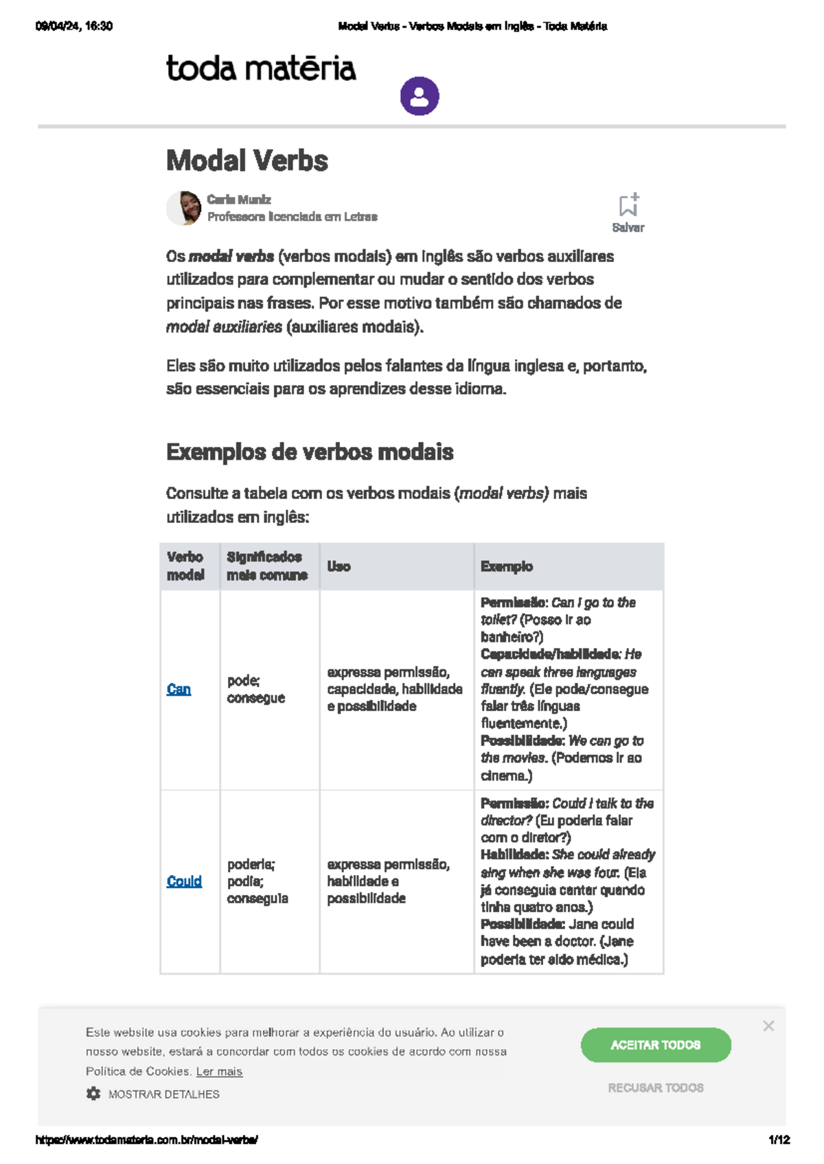 Exercício Sobre Modal Verbs - RETOEDU
