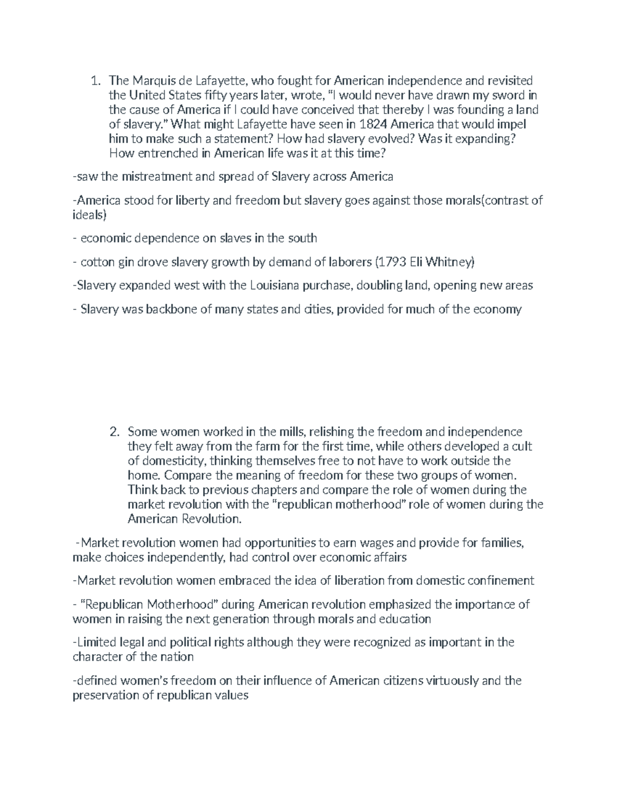 Exam 3 questions - exam 3 protms - The Marquis de Lafayette, who fought ...