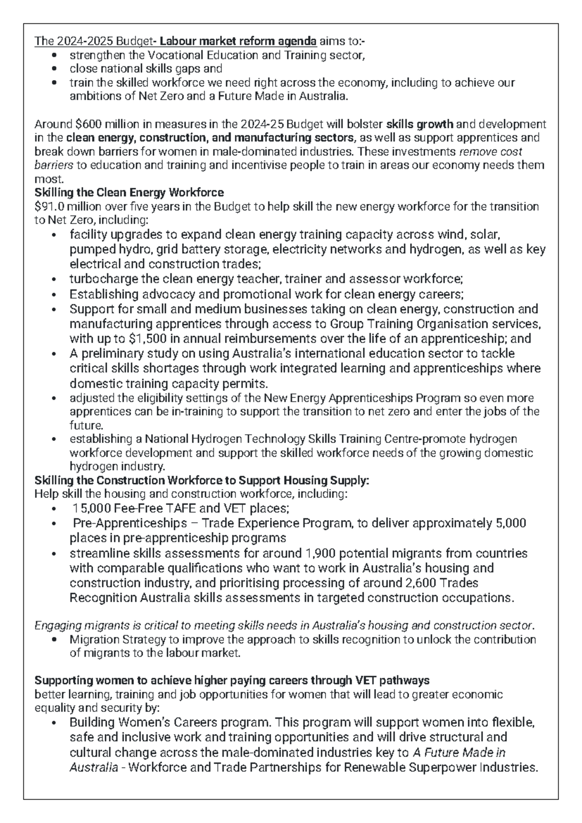 2024 2025 Labour market Policies - The 2024-2025 Budget- Labour market ...