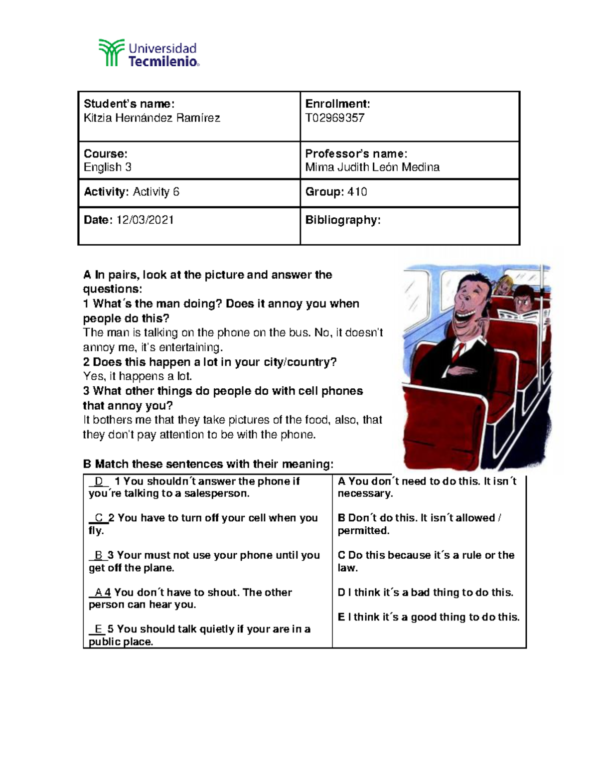 Activity 6 - ´dfghjkl fghjkl cvbnm,.tyui - Student’s name: Kitzia ...