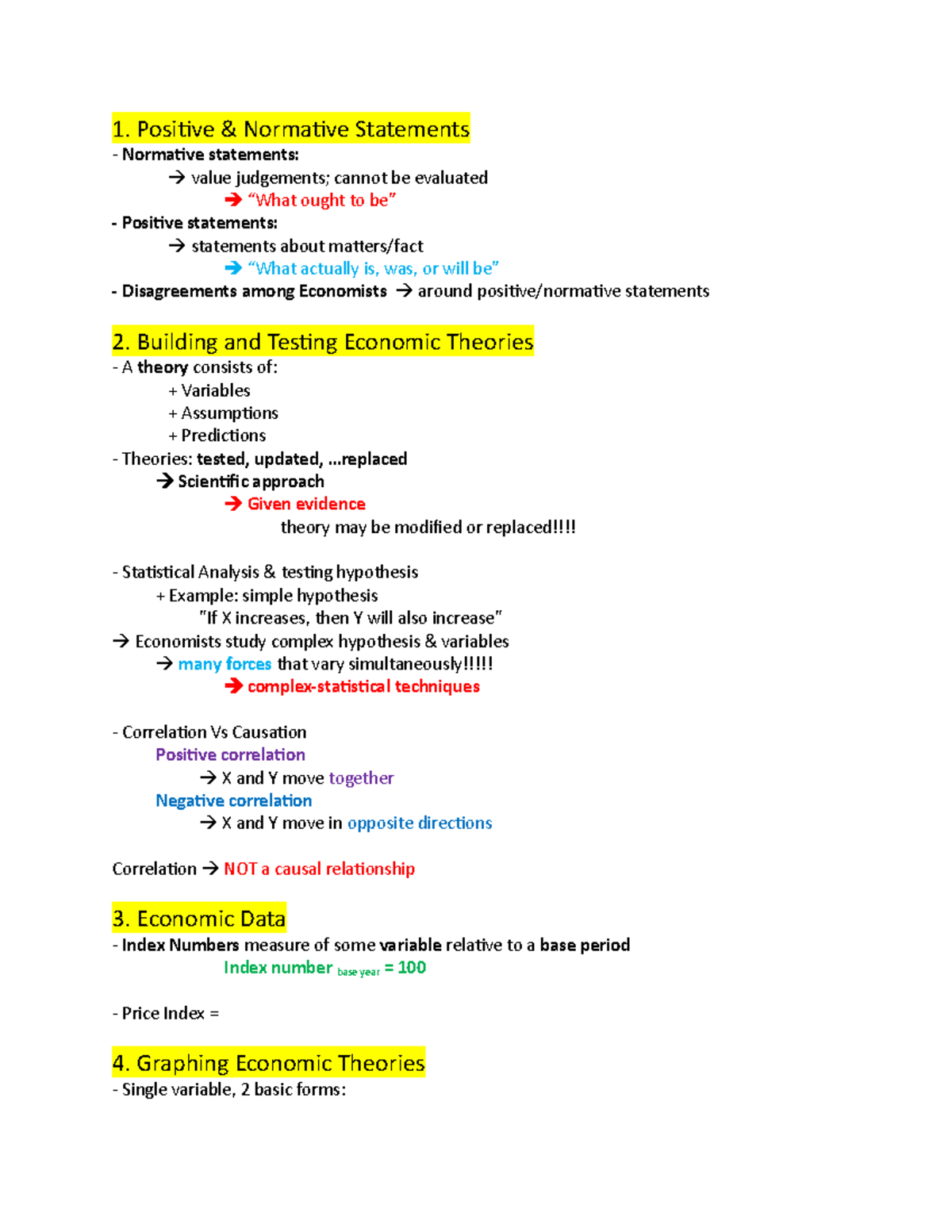 Chapter 2 Economic Theories, Data, Graphs - 1. Positive & Normative ...