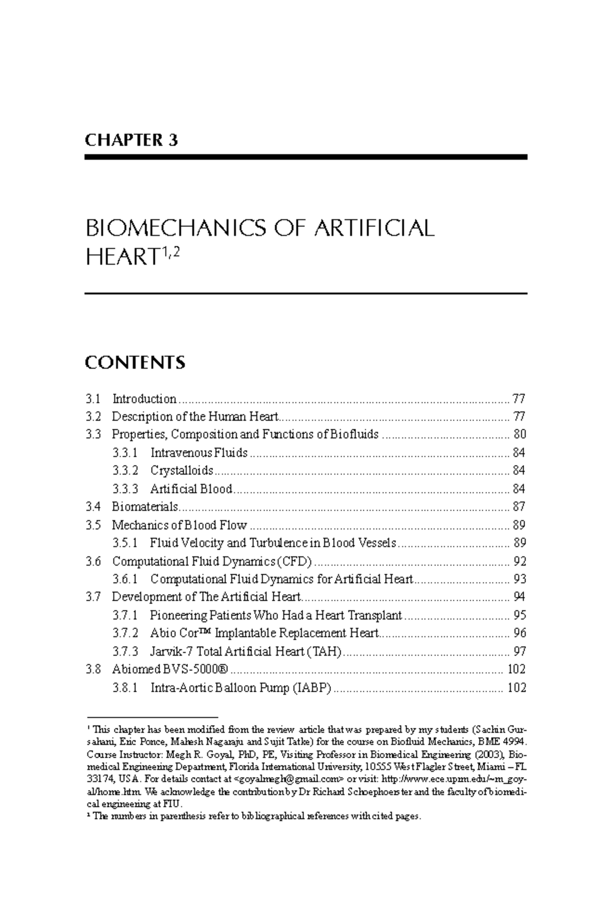00 Heart - Lecture notes 3-5 - CHAPTER 3 BIOMECHANICS OF ARTIFICIAL ...