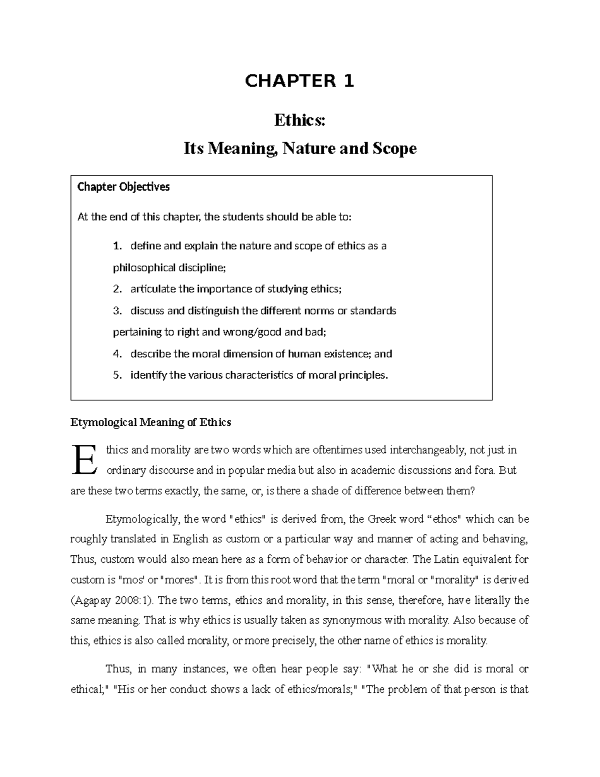 Chapter-1- Ethics - CHAPTER 1 Ethics: Its Meaning, Nature and Scope ...