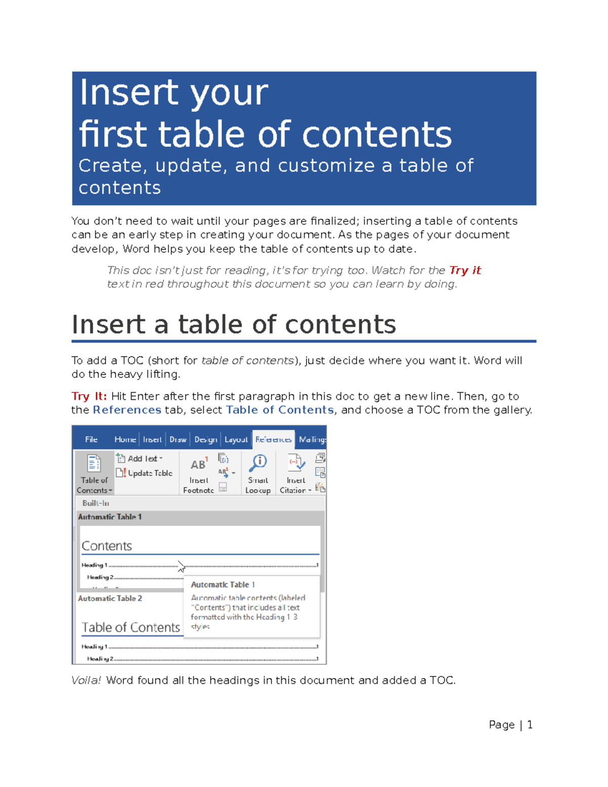 Content first table - abcd - Insert your first table of contents Create ...