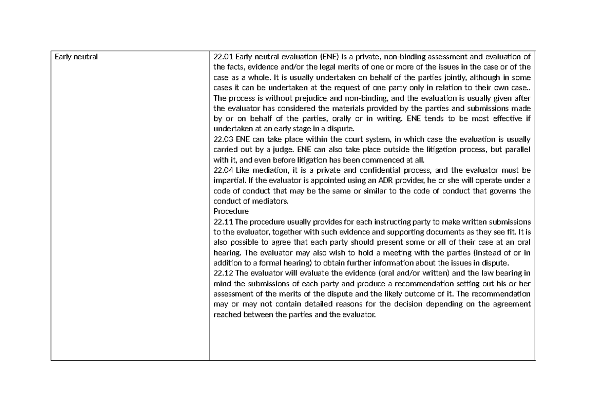 Early neutral notes - Early neutral 22 Early neutral evaluation (ENE ...