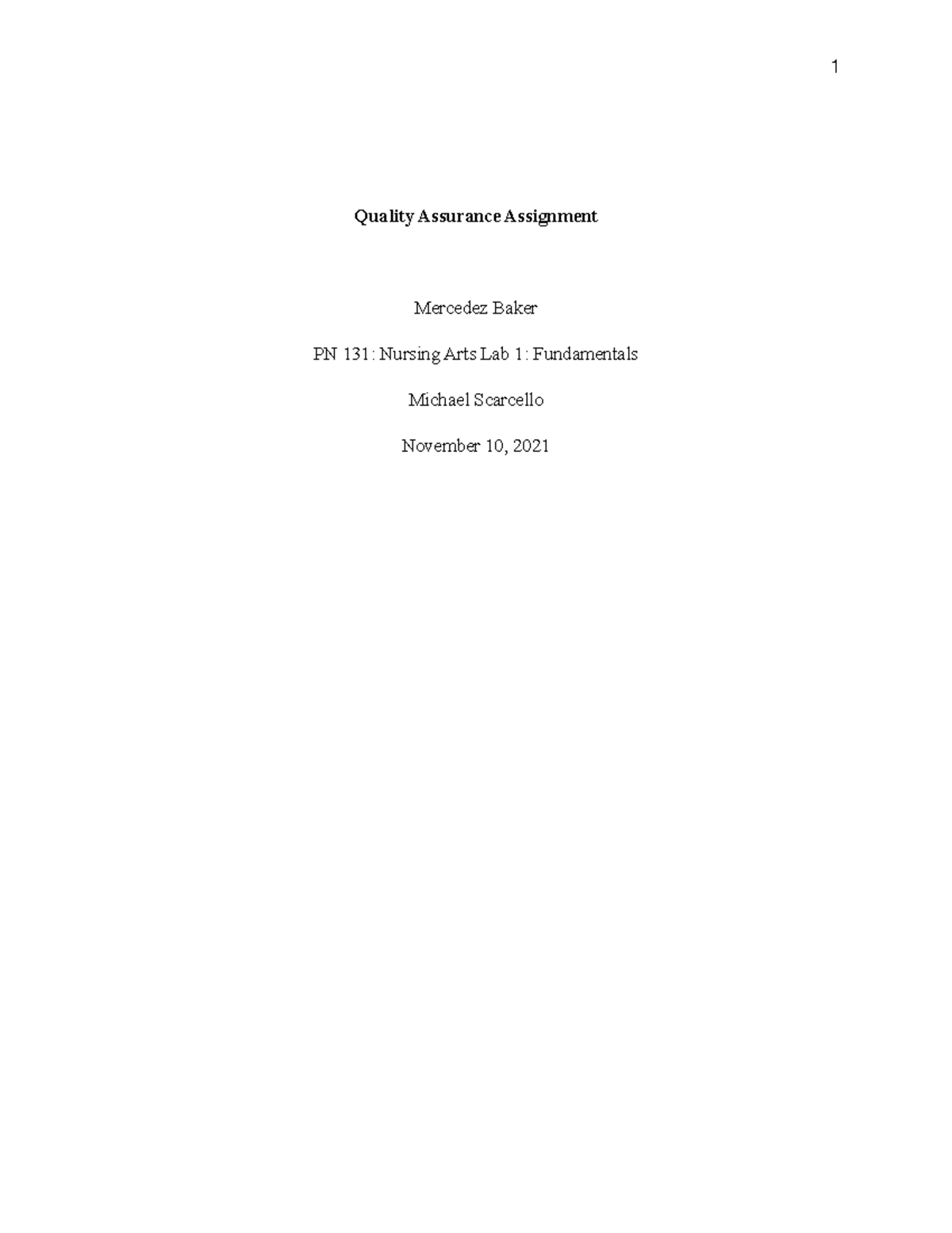 Quality Assurance Assignment - 1 Quality Assurance Assignment Mercedez ...