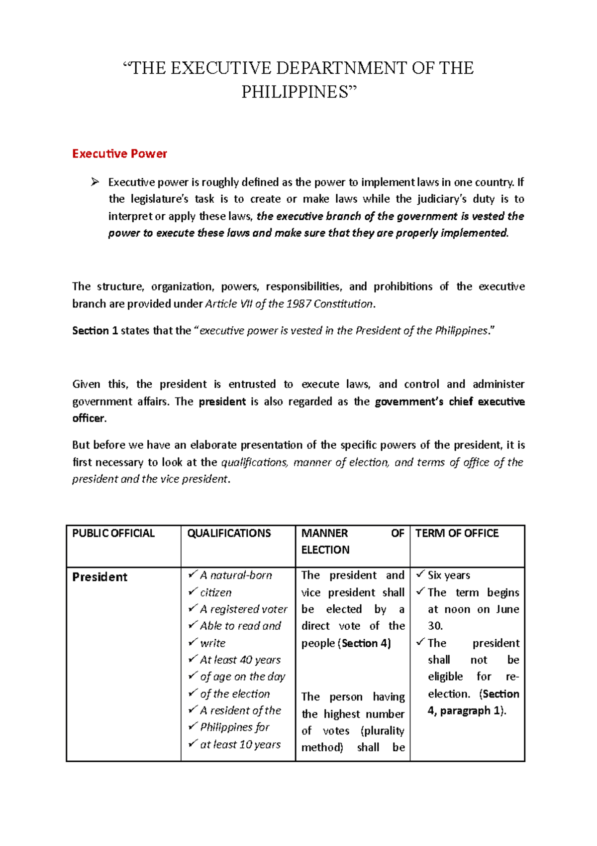 THE Executive Departnment OF THE Philippines - “THE EXECUTIVE ...