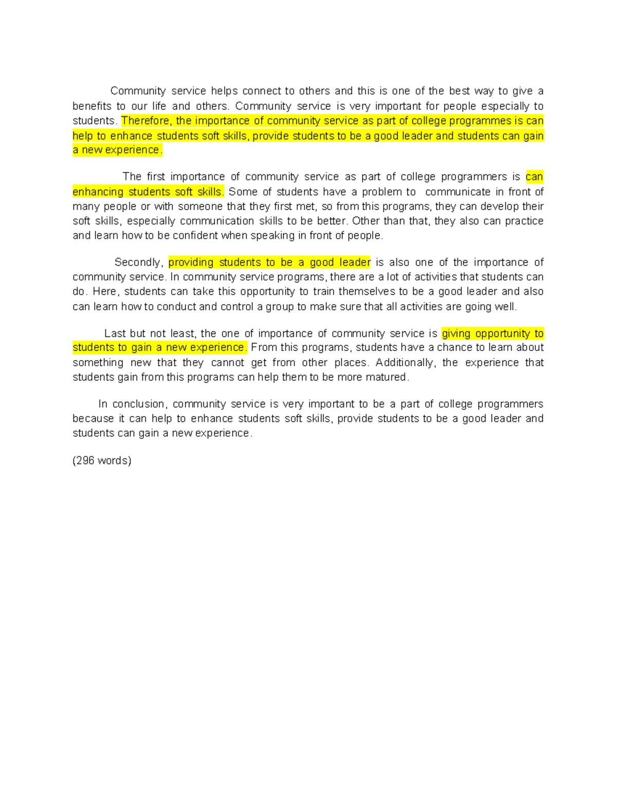 Writing Community service - Community service helps connect to others ...