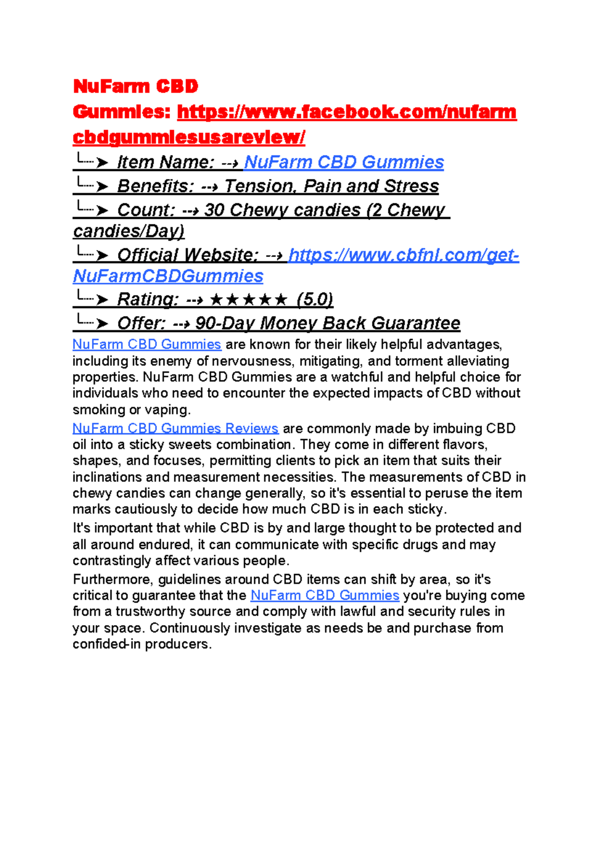 Nufarm CBD Gummies Review *REAL TREATMENT* Get Off Joint Aches & Tension! - NuFarm CBD Gummies ...