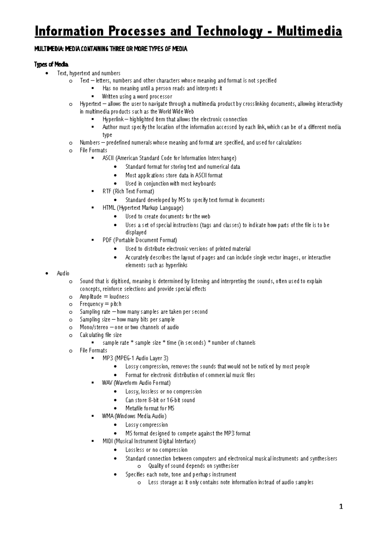 HSC IPT - Multimedia Notes - Warning: TT: undefined function: 32 ...