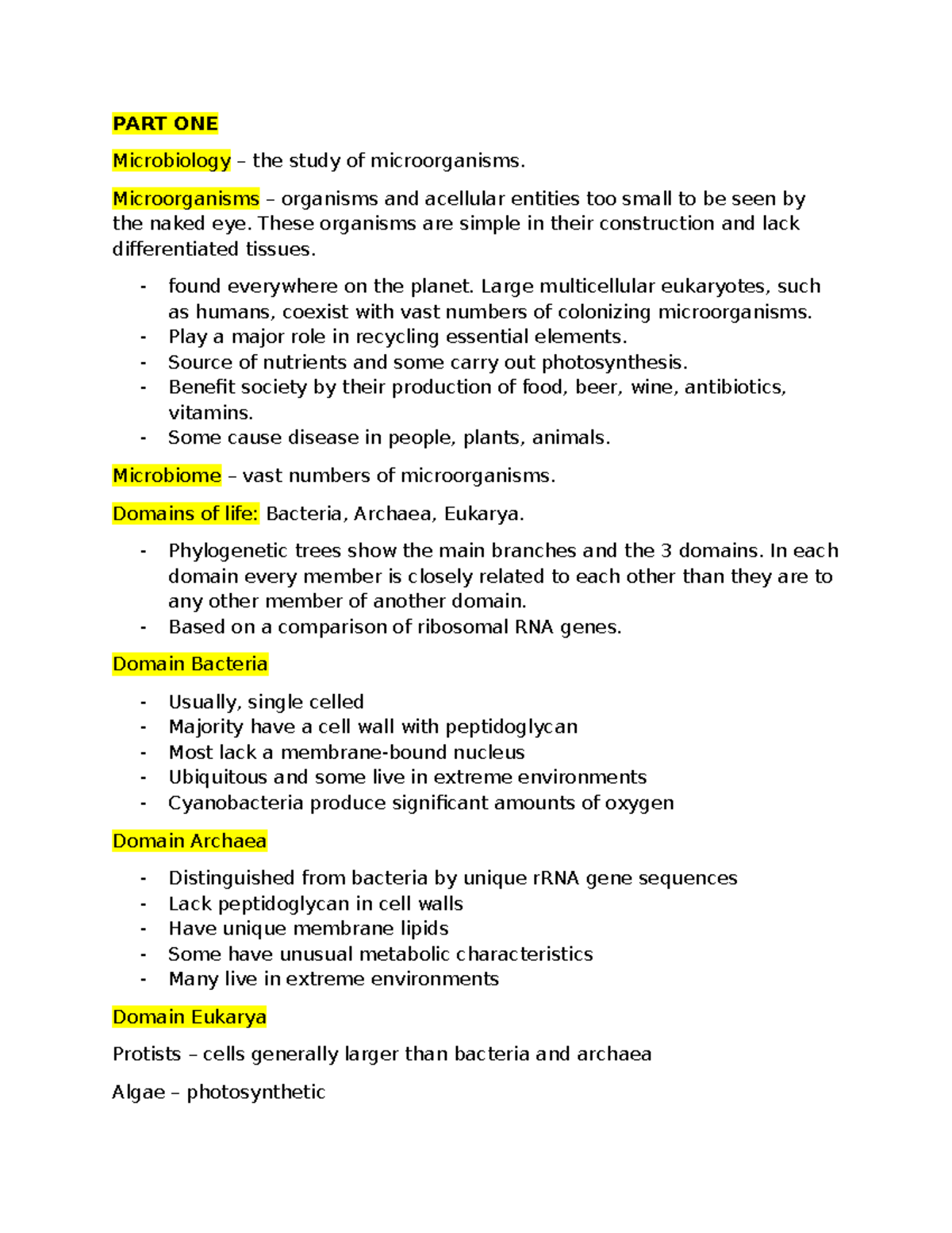 BMSC 210 M1 - Module 1 - PART ONE Microbiology – the study of ...