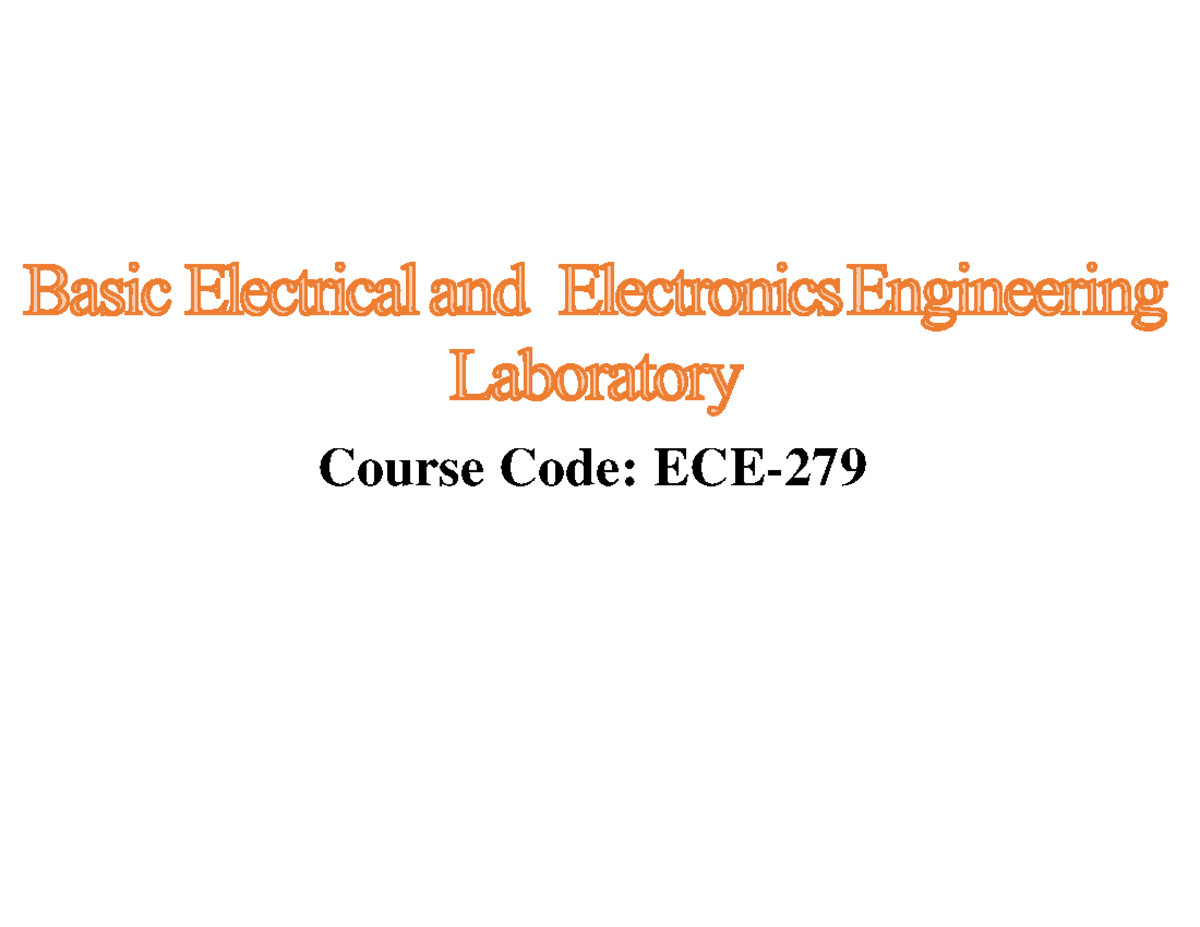 Zero lecture 1 - lec notes - Basic Electrical and ...