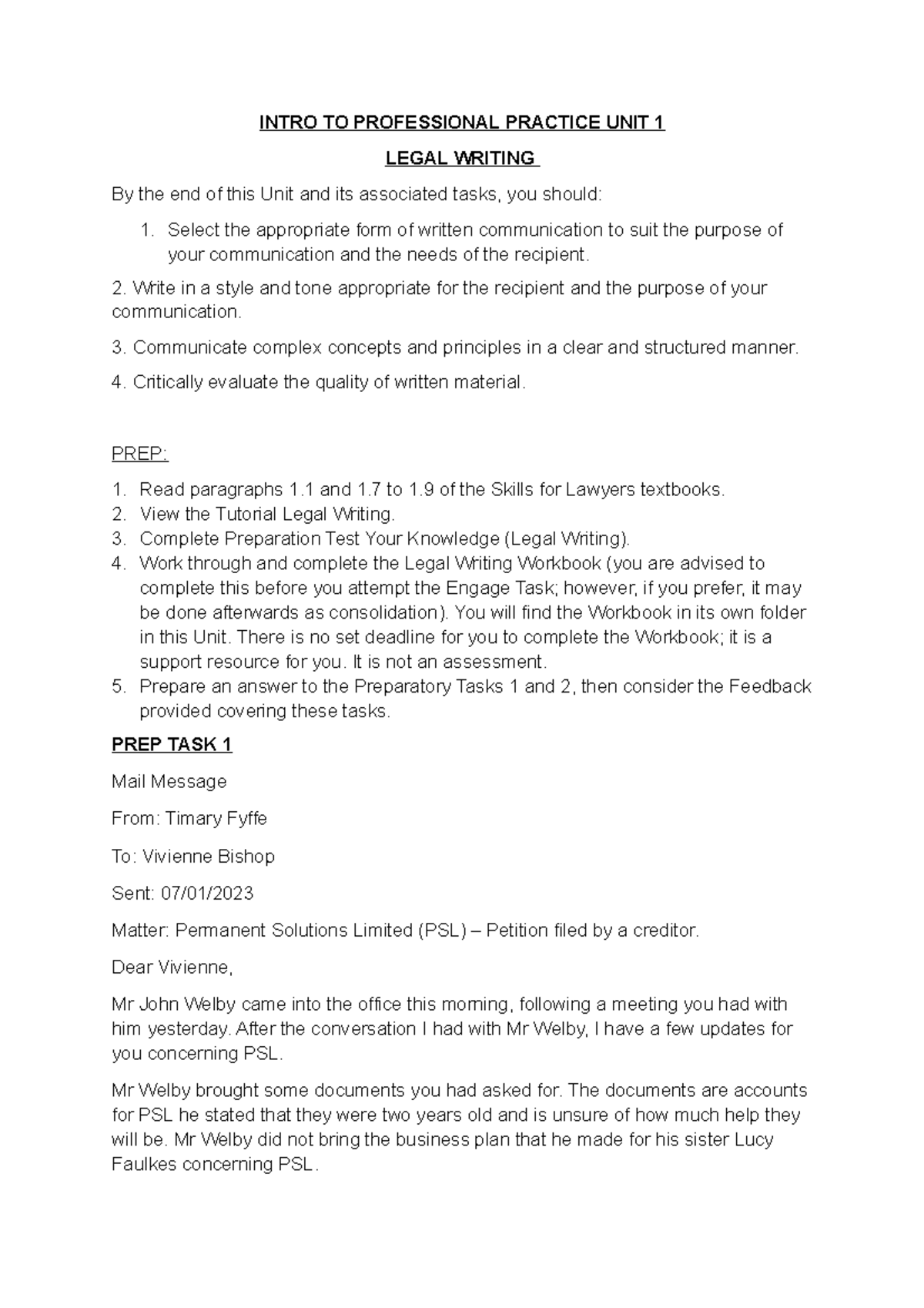 IPP UNIT 1 - Workshop/ engage tasks - INTRO TO PROFESSIONAL PRACTICE ...