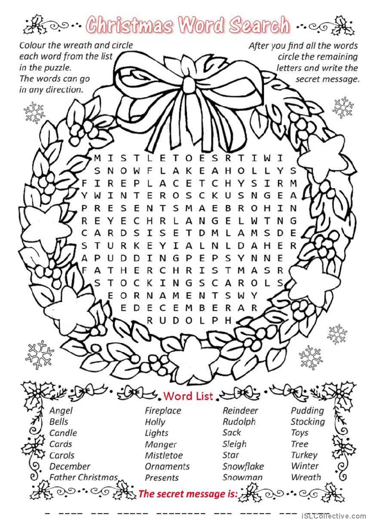 Christmas word search - English Language - iSLCollective - Studocu