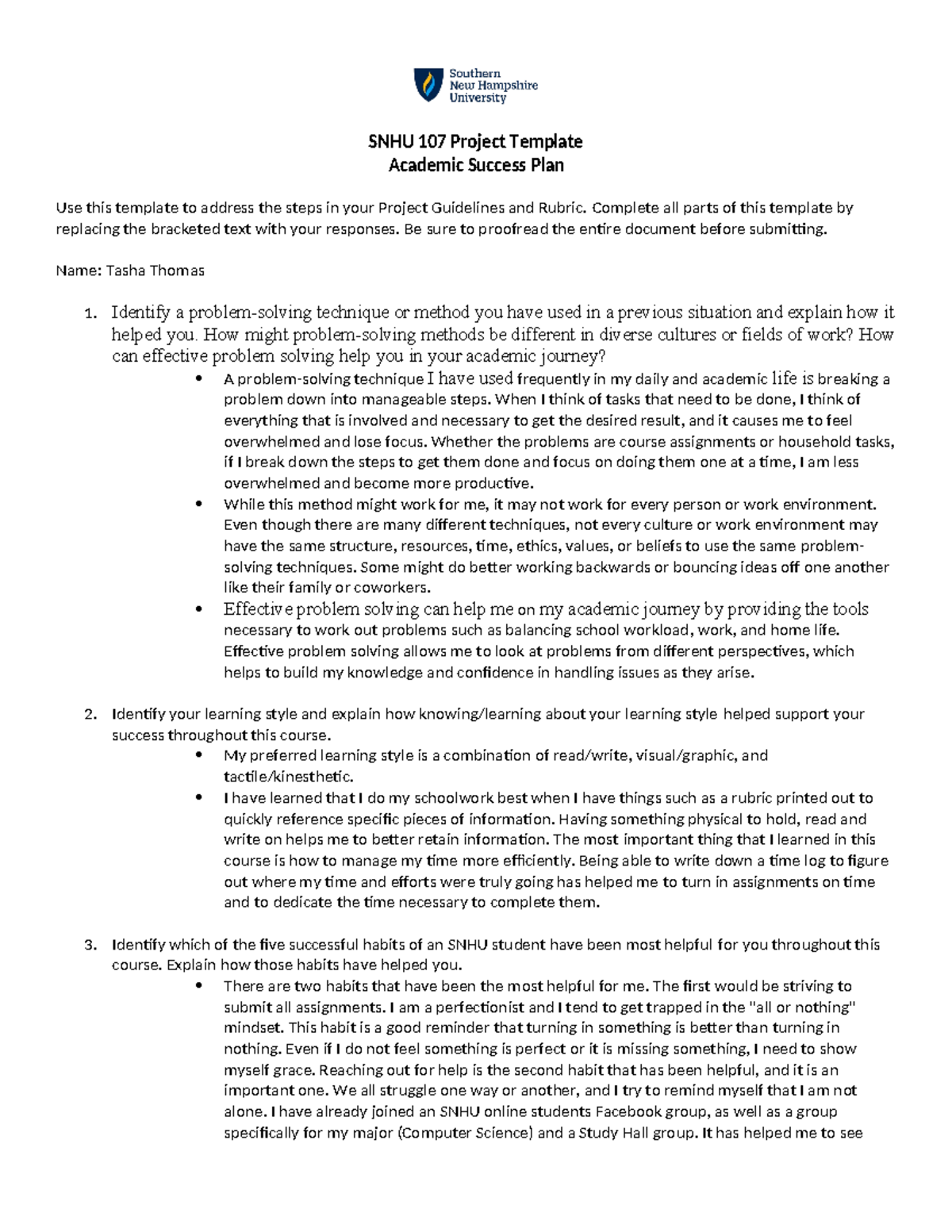 SNHU 107 Project Template - SNHU 107 Project Template Academic Success ...