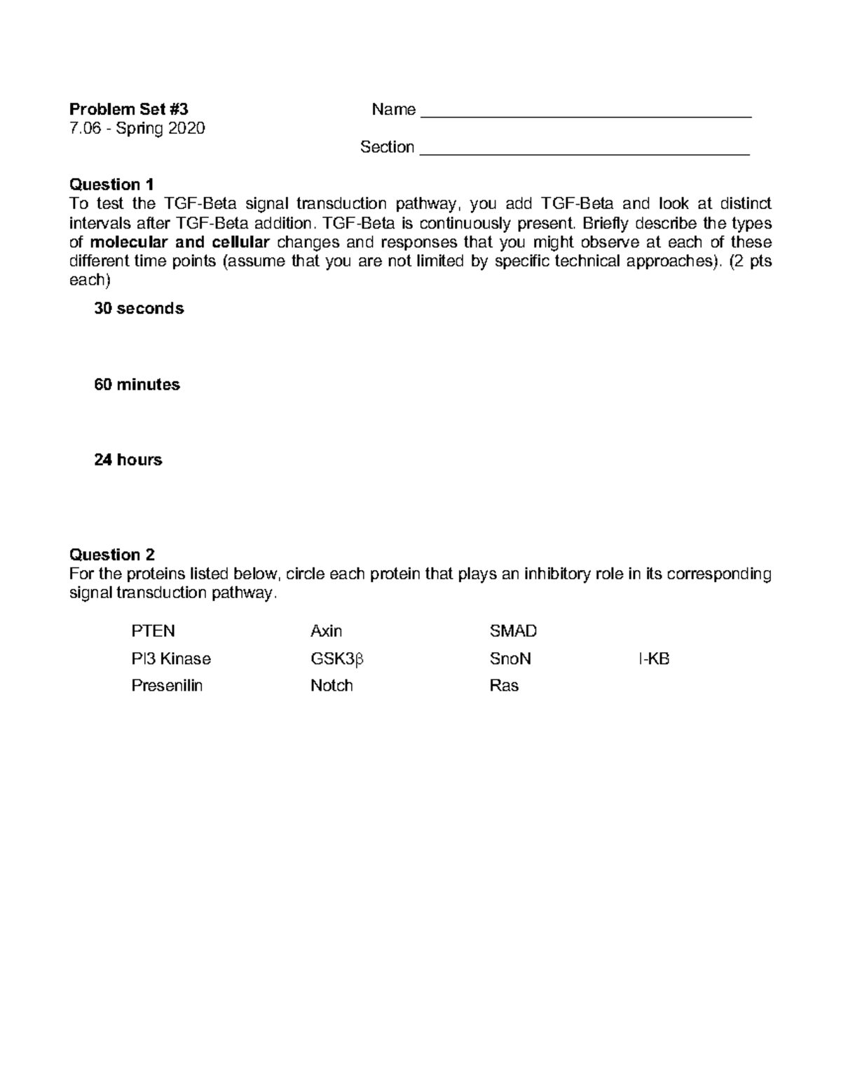 Questions on Problem Set 3 - Problem Set #3 Name ...