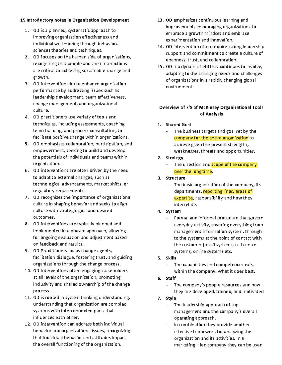 IOD 1 - Good help - 15 Introductory notes in Organization Development 1 ...