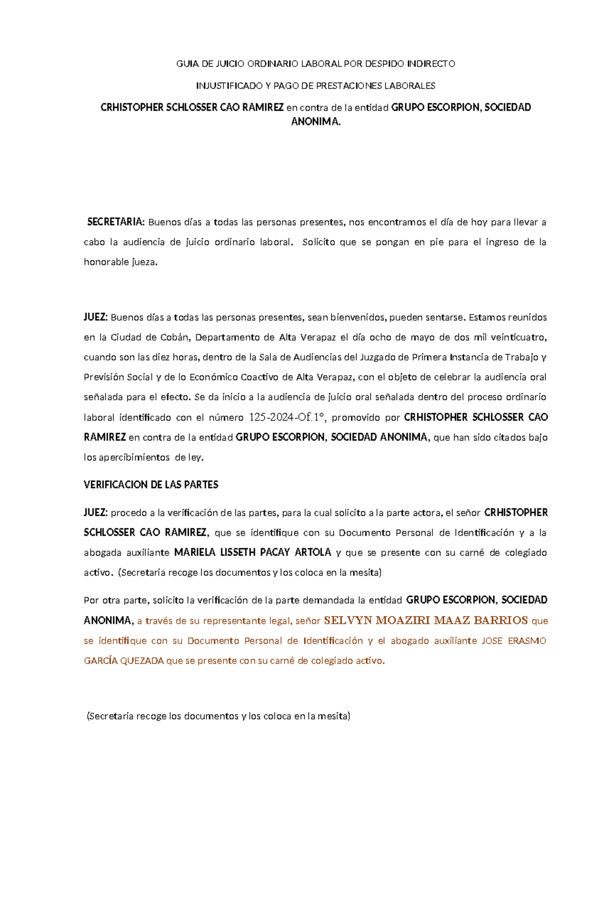 GUIA DE Juicio Ordinario Laboral POR Despido Directo.docx Erasmo..docx ...