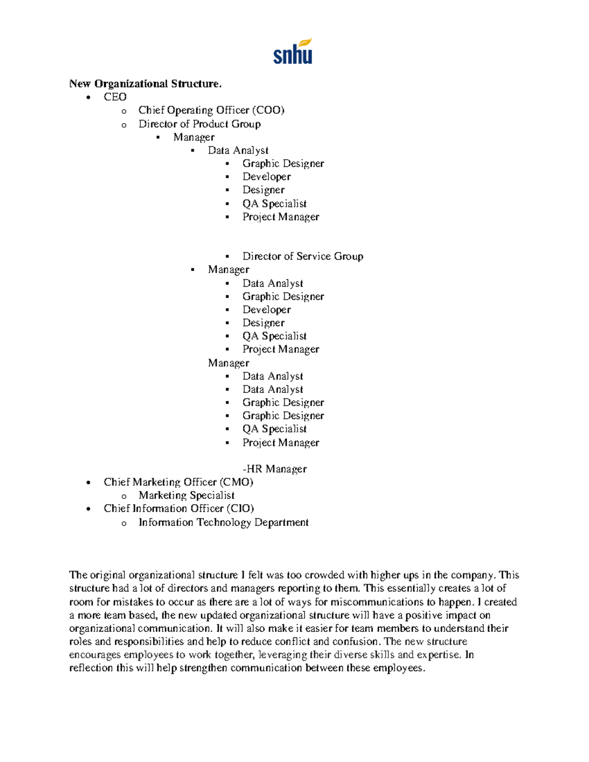 Organizational chart - - Studocu