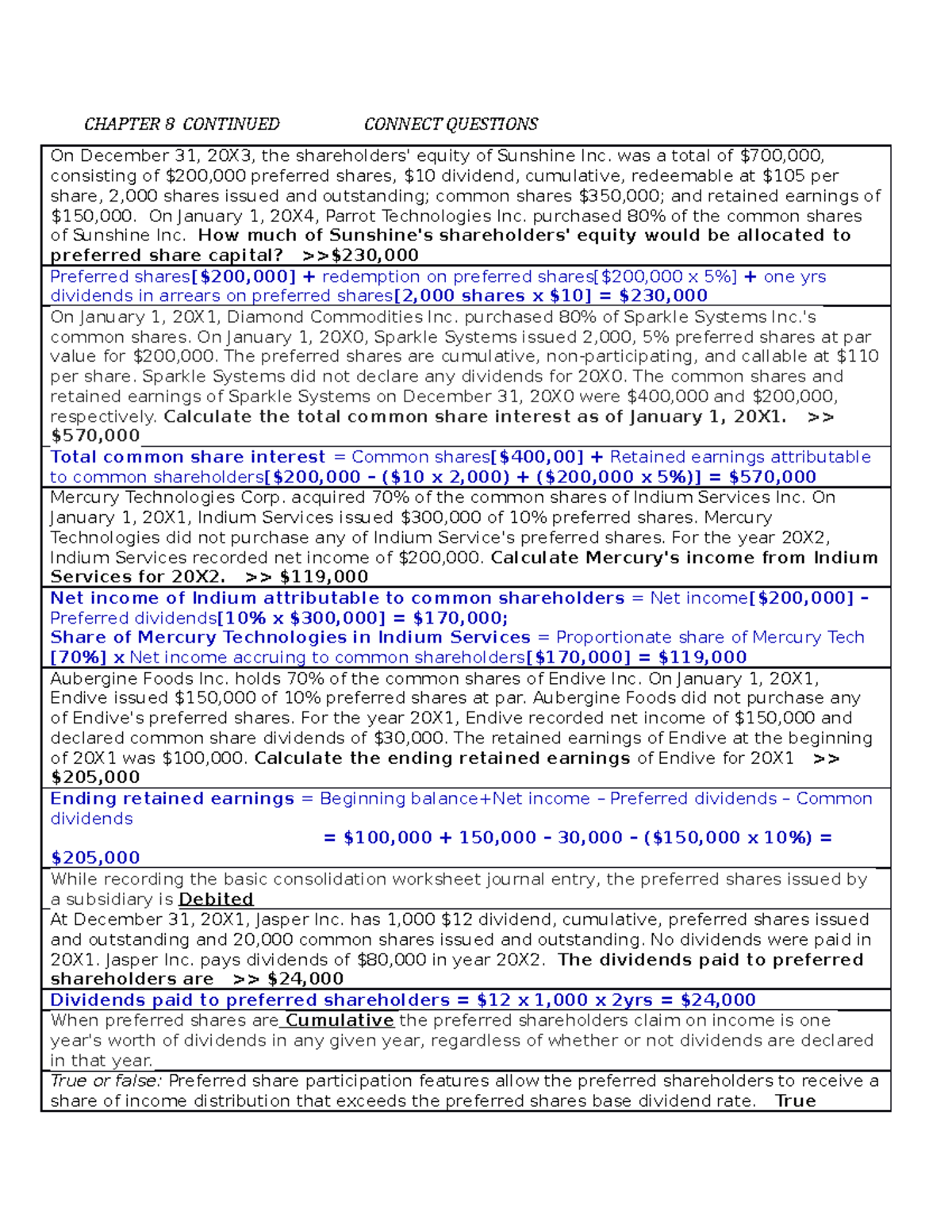 Chapter 8 Continued Connect Questions - CHAPTER 8 CONTINUED CONNECT ...
