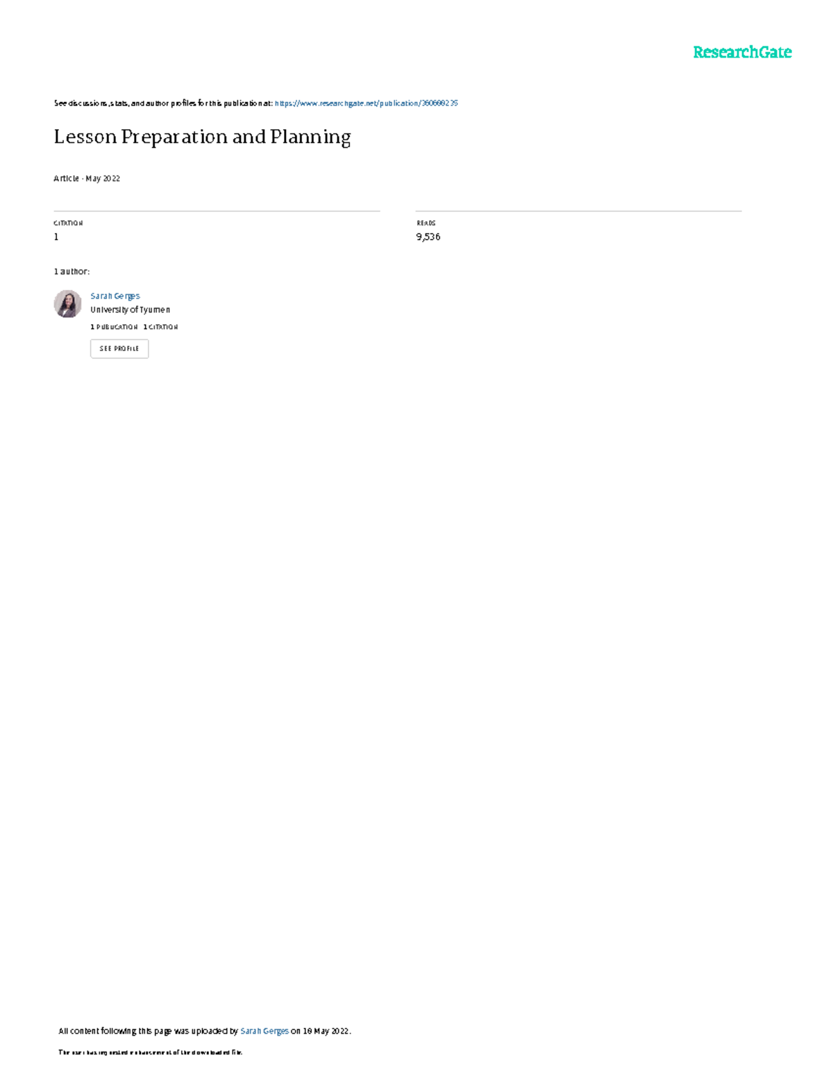 Lesson Preparationand Planning - See discussions, stats, and author ...