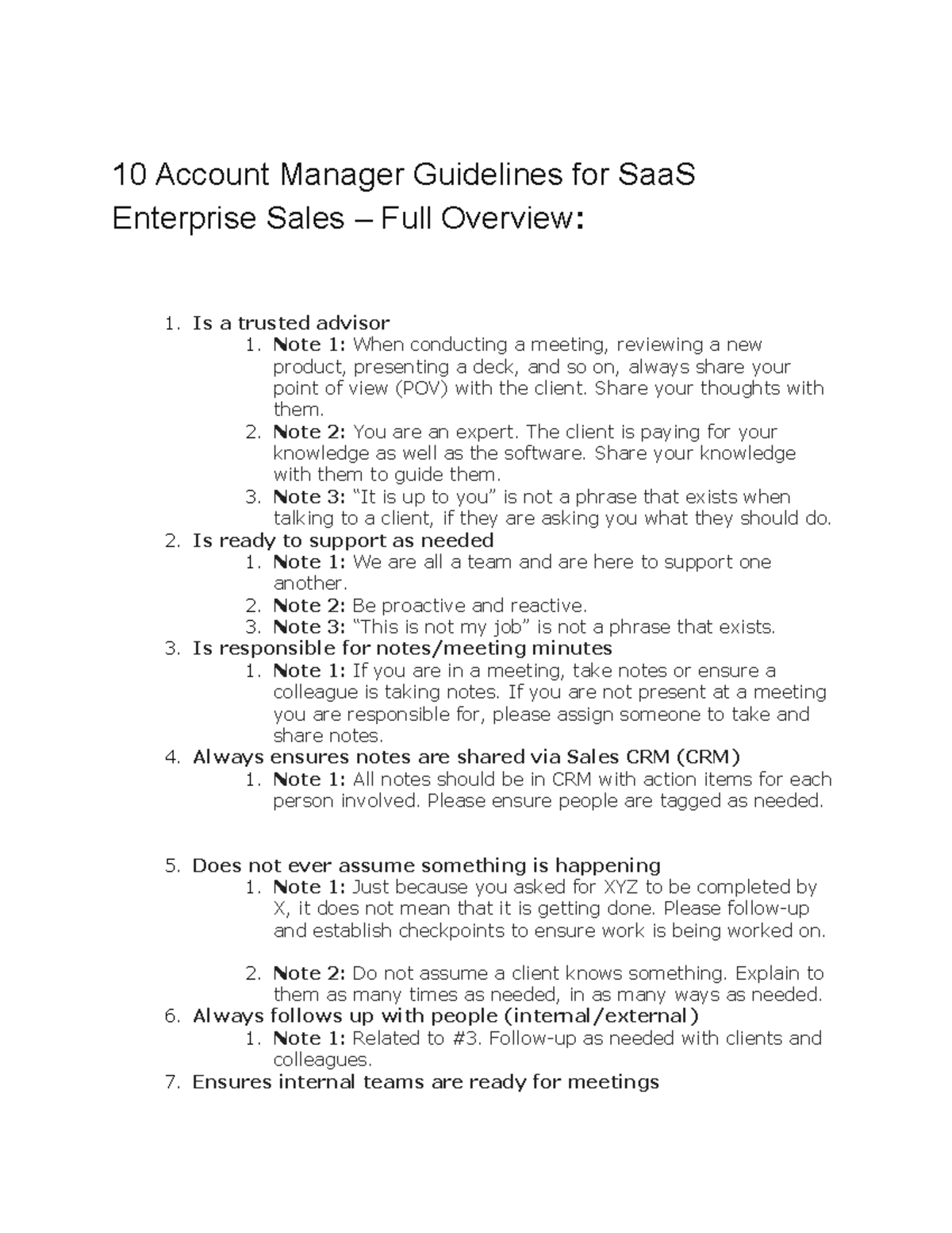 10 Account Manager Guidelines for Saa S Enterprise Sales - Share your ...