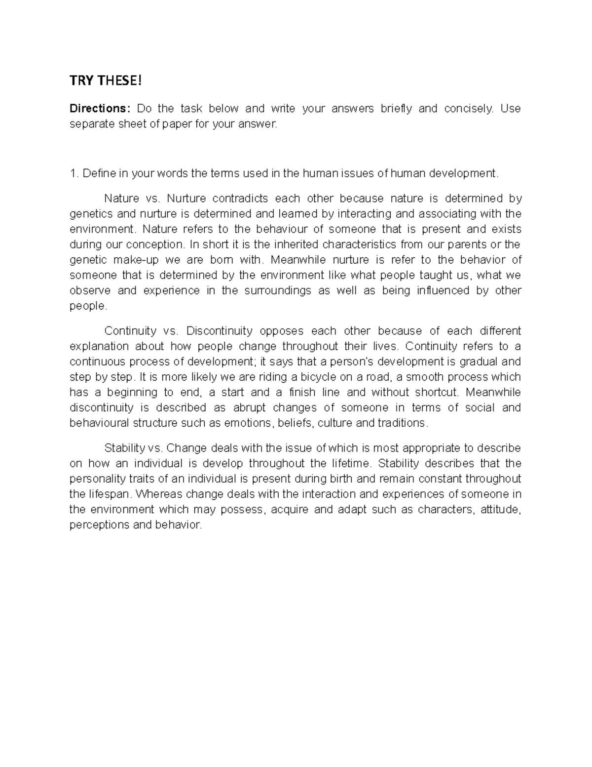 Module 3 - Najsjsndjskdn - TRY THESE! Directions: Do the task below and ...