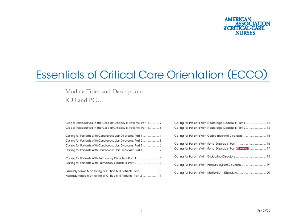 Ecco-syllabus - ECCO syllabus - Essentials of Critical Care Orientation ...