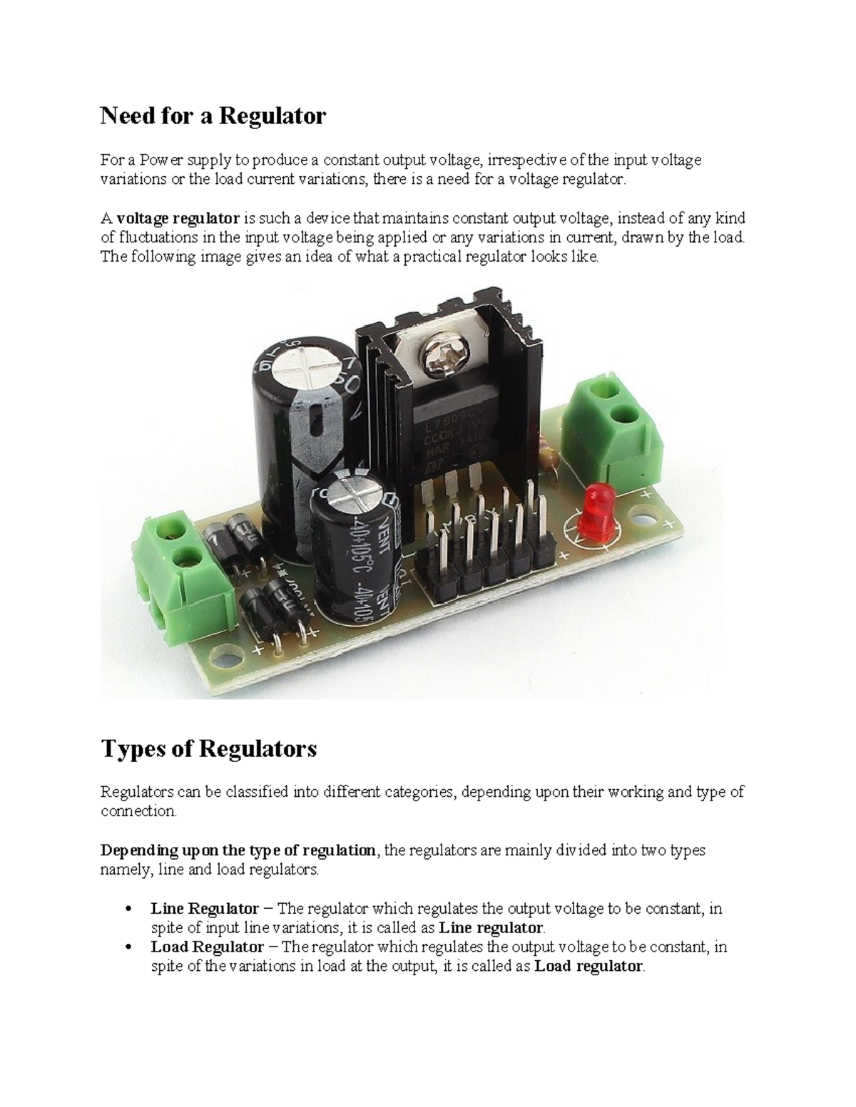 Zener, transistor, ic regulators - Need for a Regulator For a Power ...